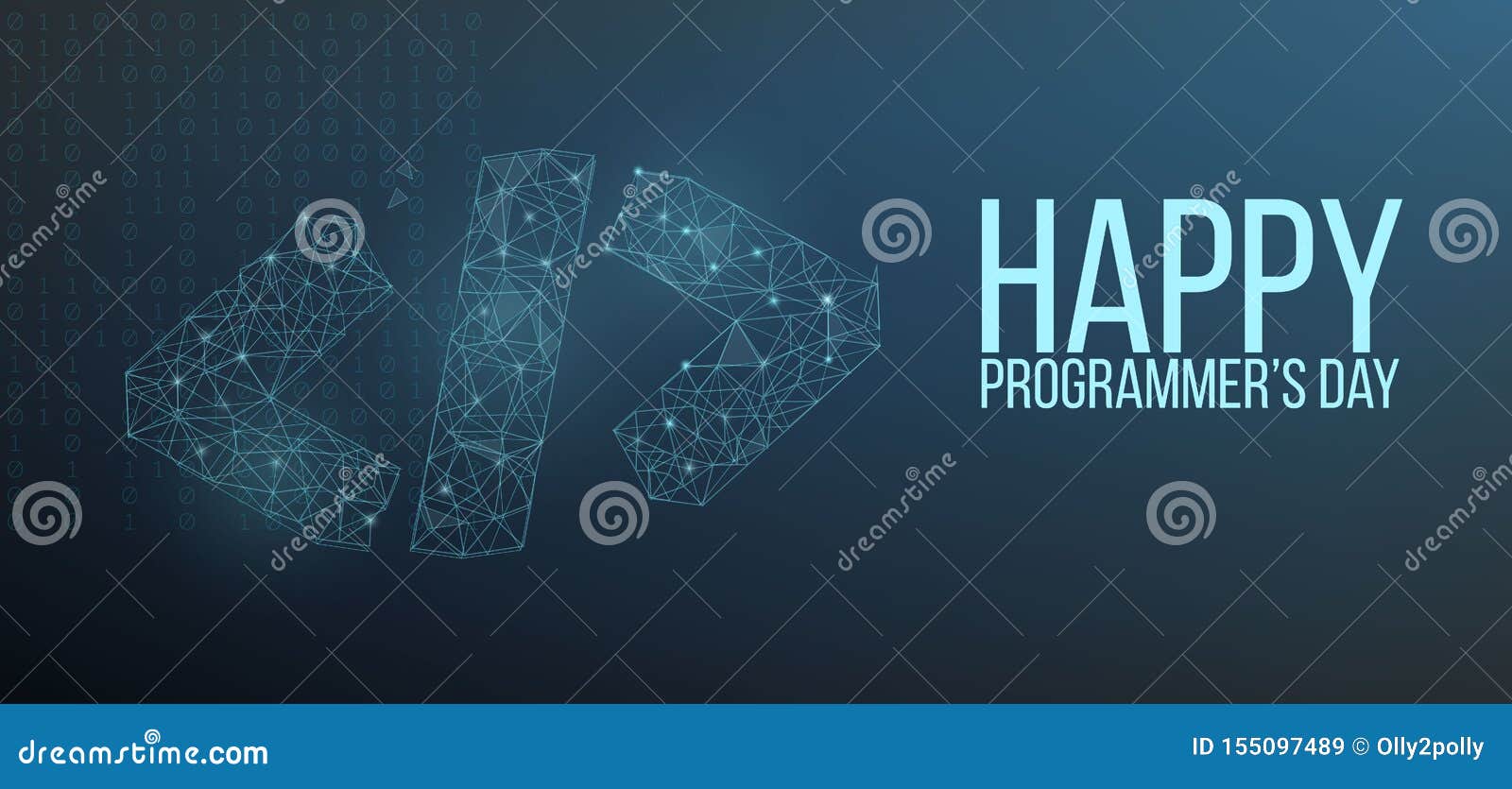 Happy Programmer Day Banner with Code Symbol in Polygonal Wireframe ...