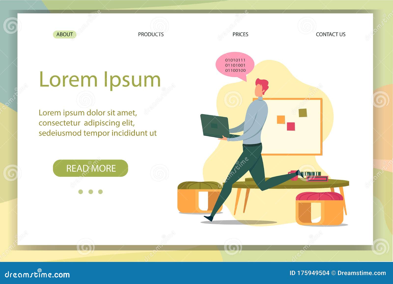 Happy Programmer Running with Laptop with Solution Stock Vector ...