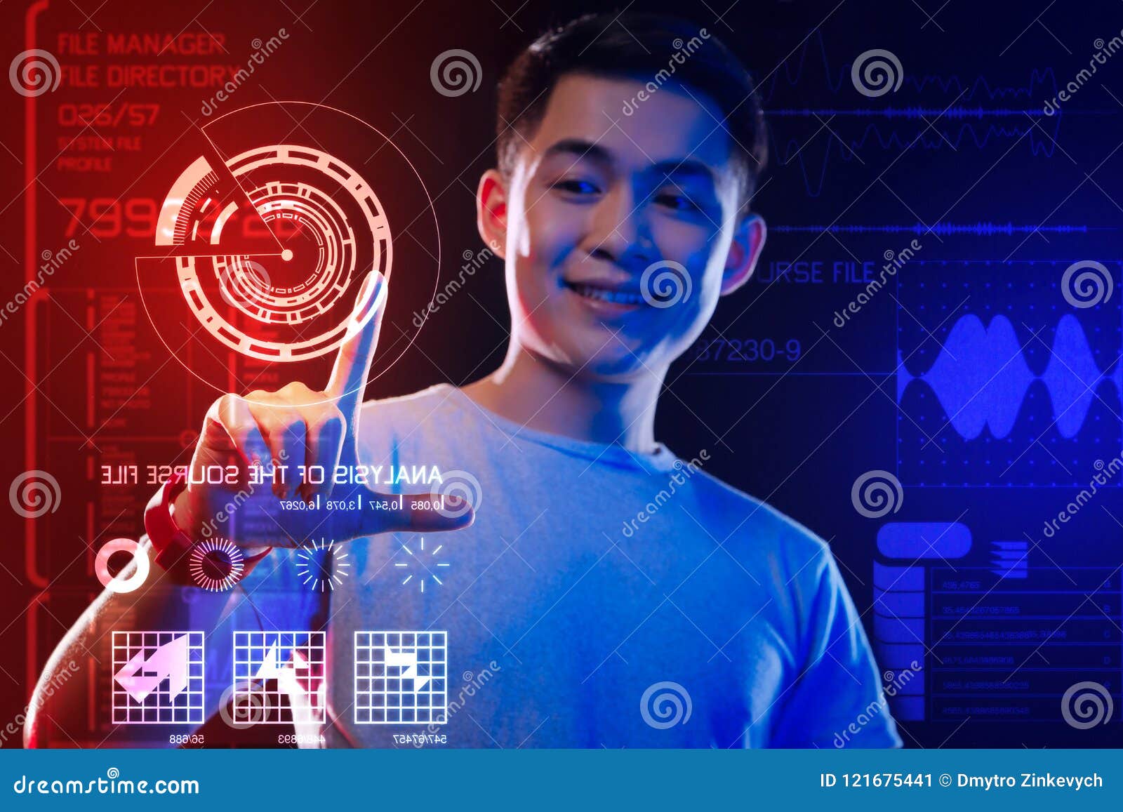 Happy Programmer Smiling while Testing a New Security System Stock ...