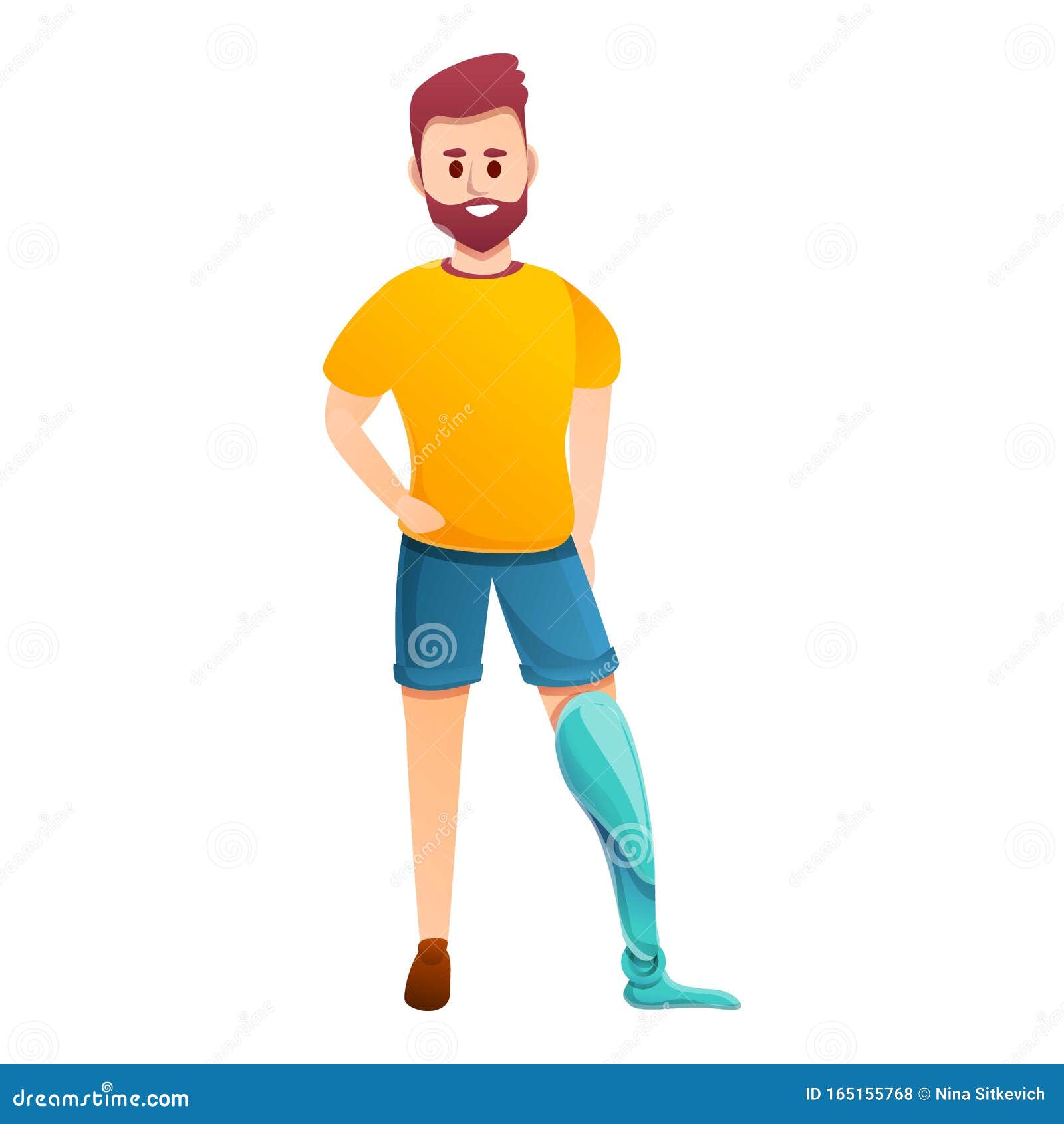 Happy Prosthesis Man Icon, Cartoon Style Stock Vector - Illustration of ...