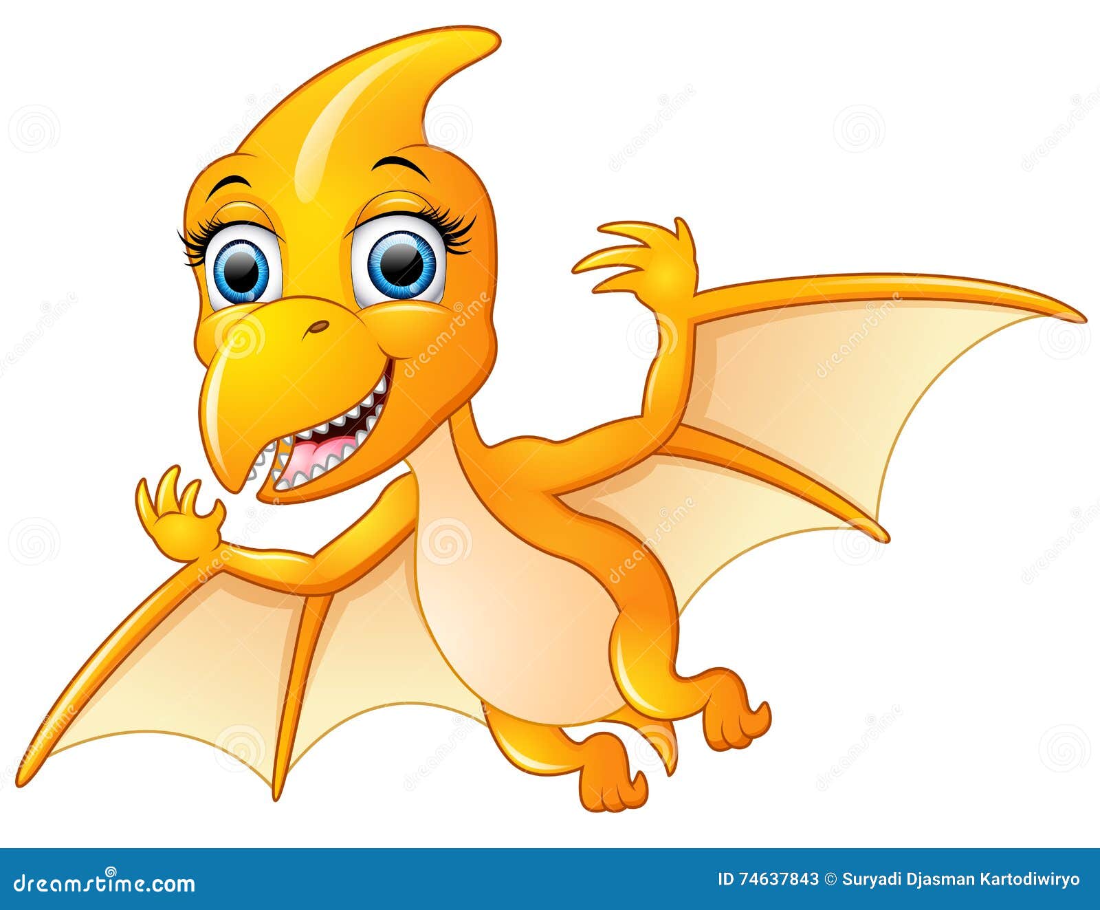 Happy Pterodactyl Cartoon Vector Illustration | CartoonDealer.com #64929024