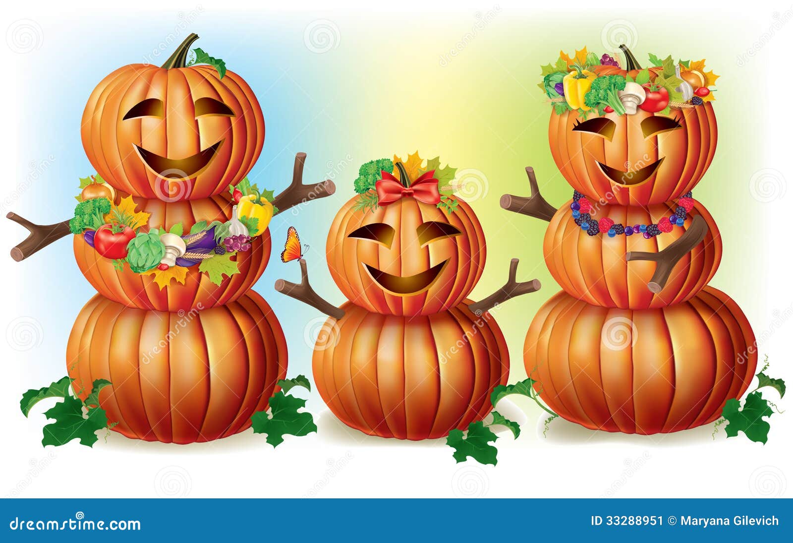 Happy Pumpkin Family stock vector. Illustration of green - 33288951