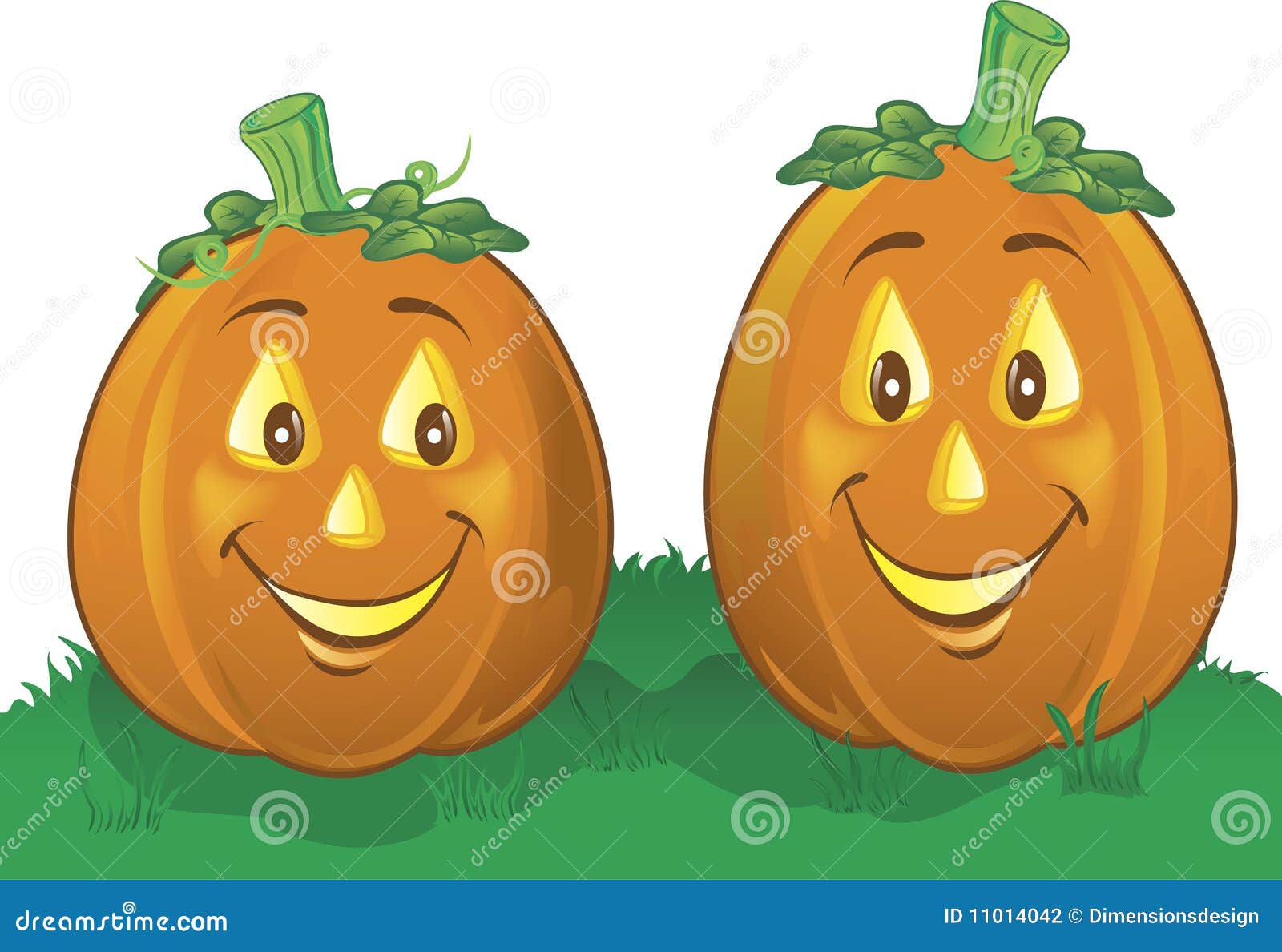 Happy Pumpkins stock vector. Illustration of autumn, grass - 11014042