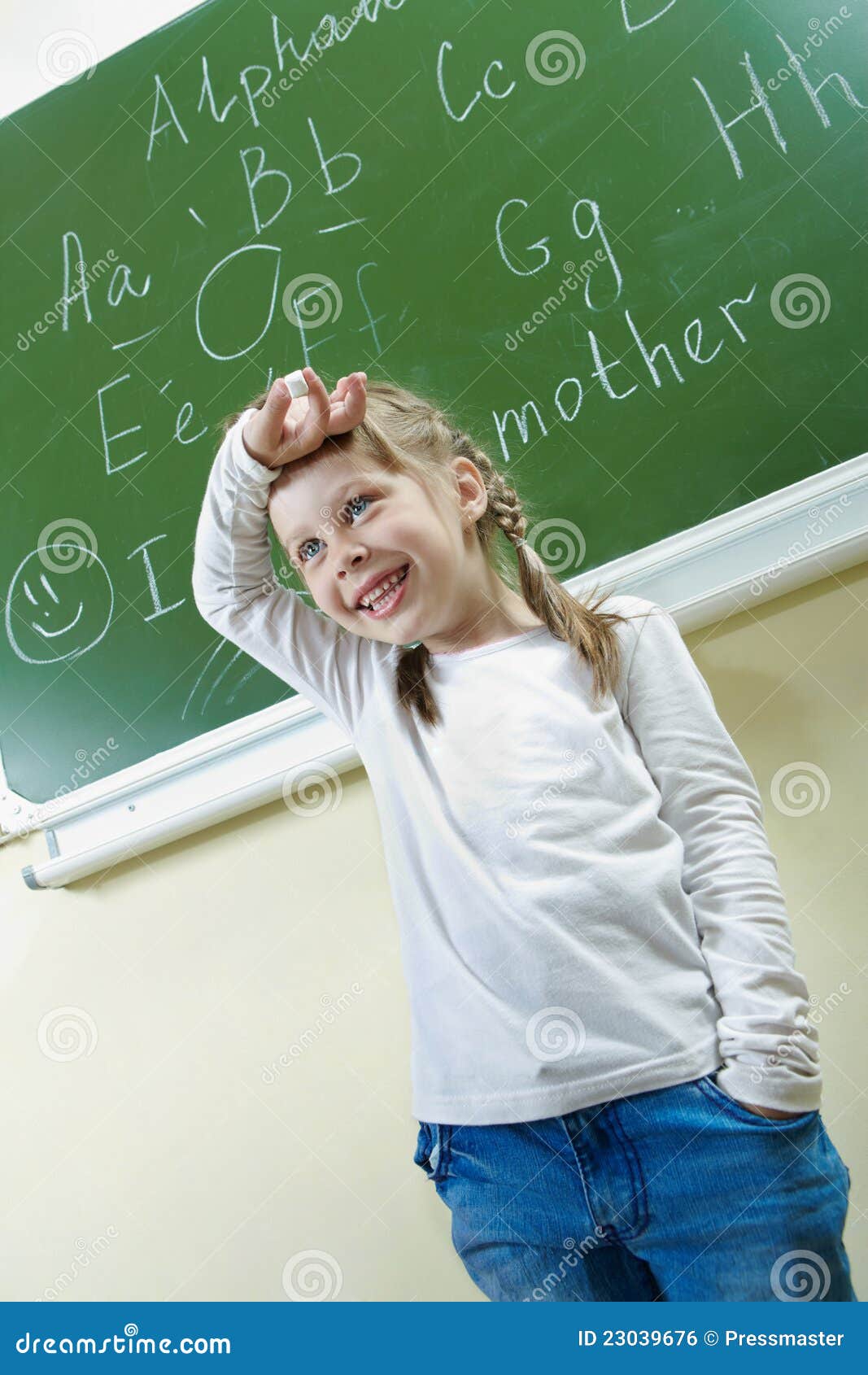Happy pupil stock photo. Image of confident, chalk, cute - 23039676