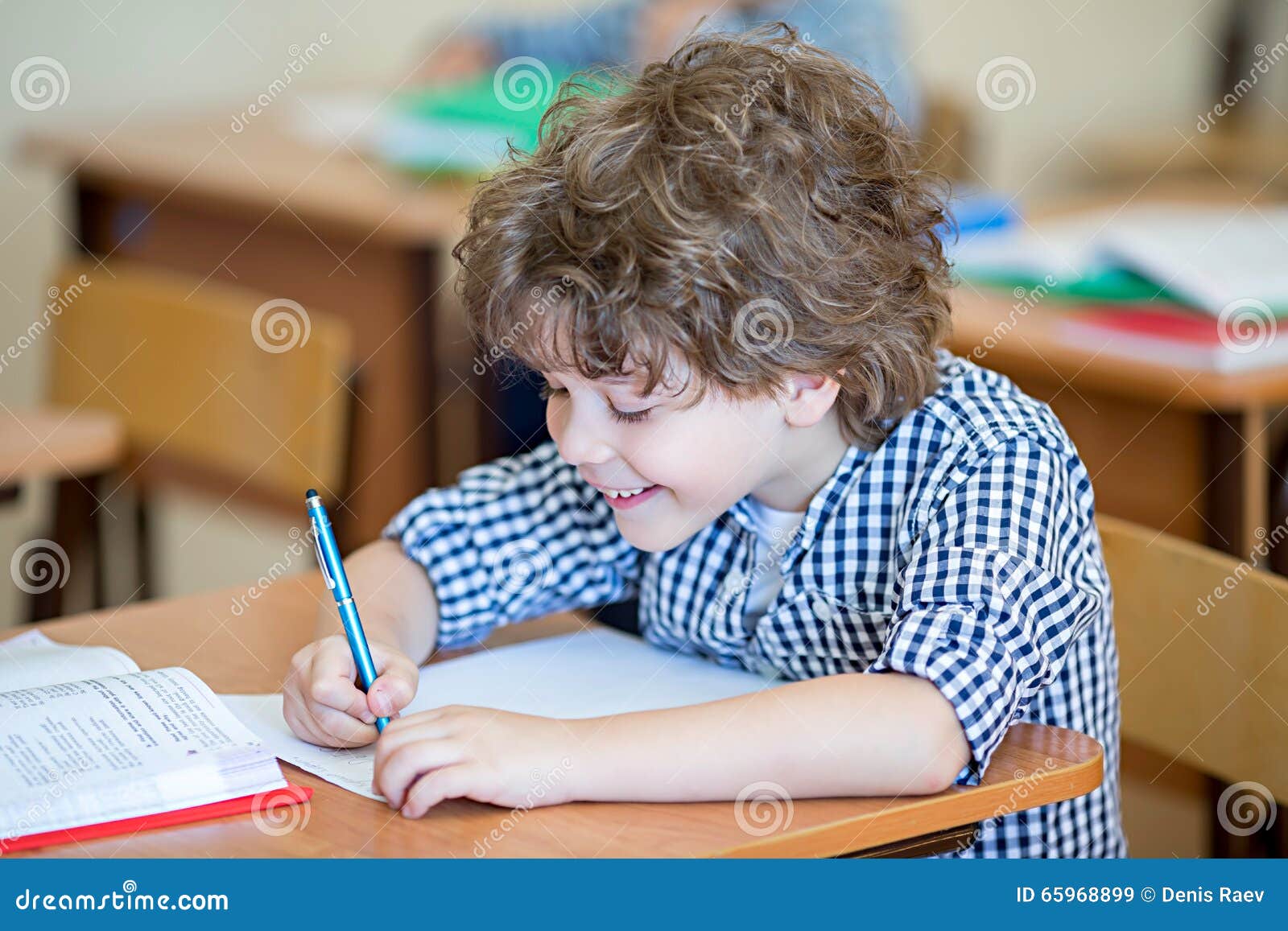 Happy pupil stock image. Image of desk, book, indoors - 65968899