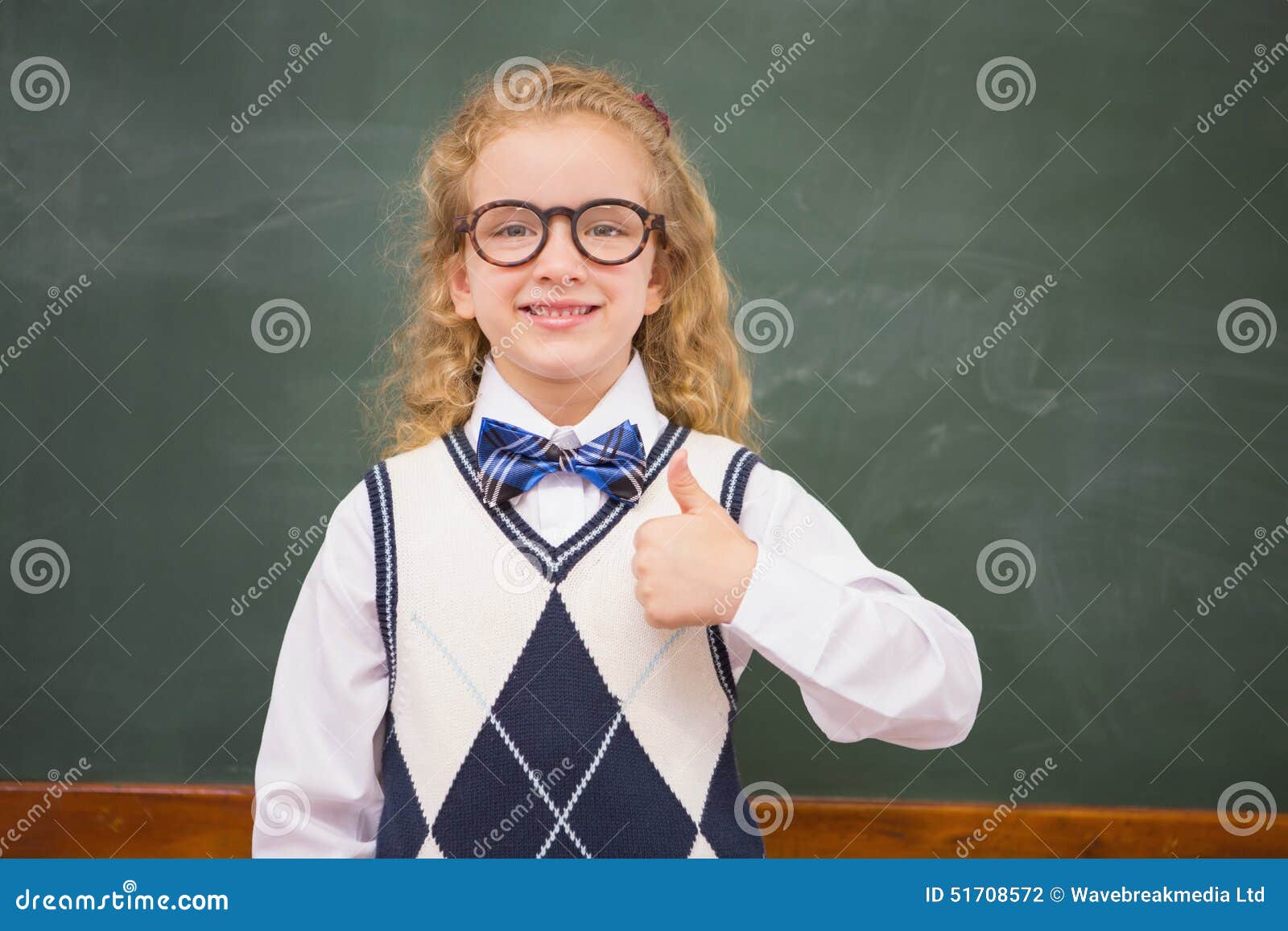 Happy Pupil Looking at Camera with Thumb Up Stock Photo - Image of ...