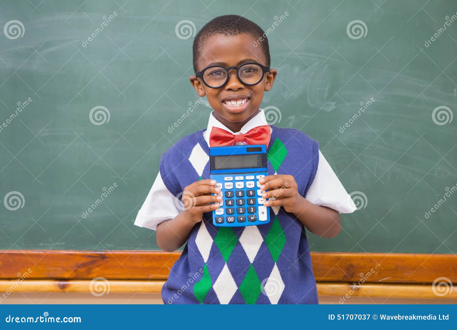 Happy Pupil Showing Calculator Stock Image - Image of portrait ...