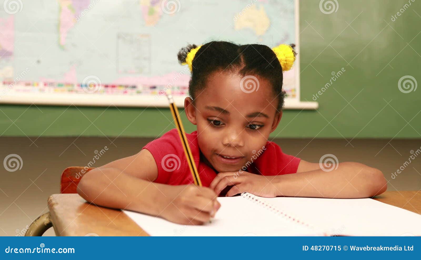 Happy Pupil Writing in Notepad at Desk Stock Video - Video of highdef ...