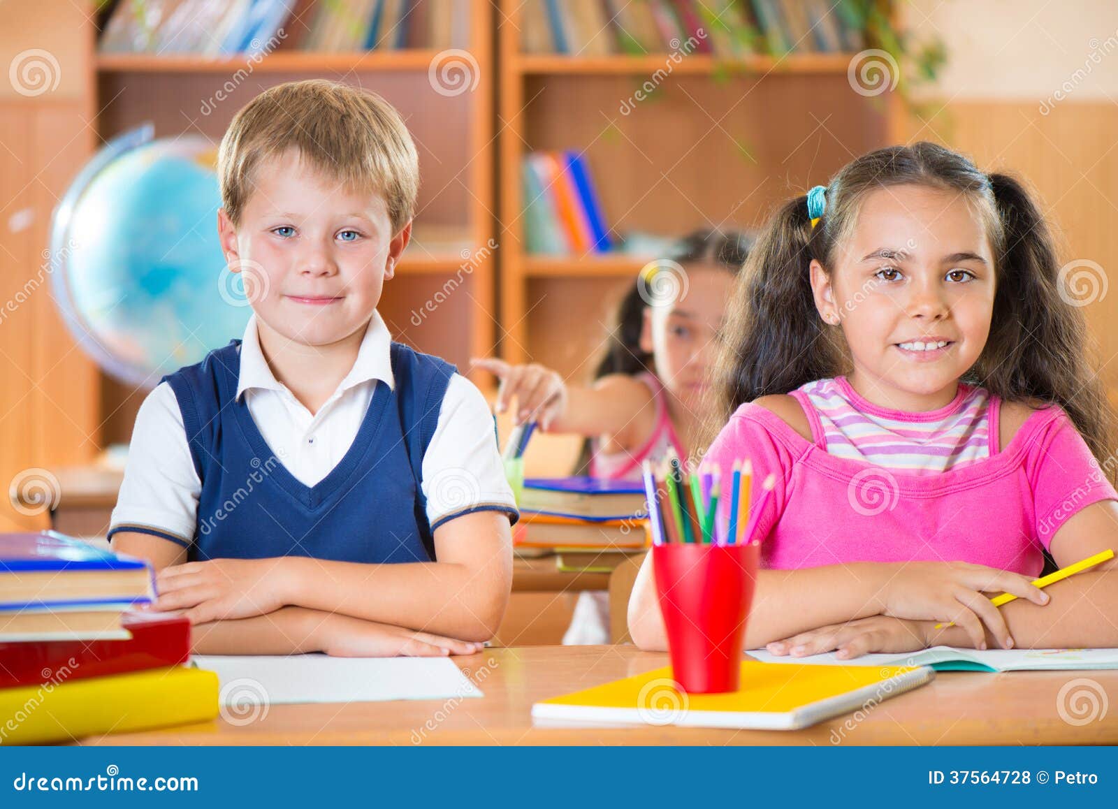Happy pupils at school stock photo. Image of people, female - 37564728