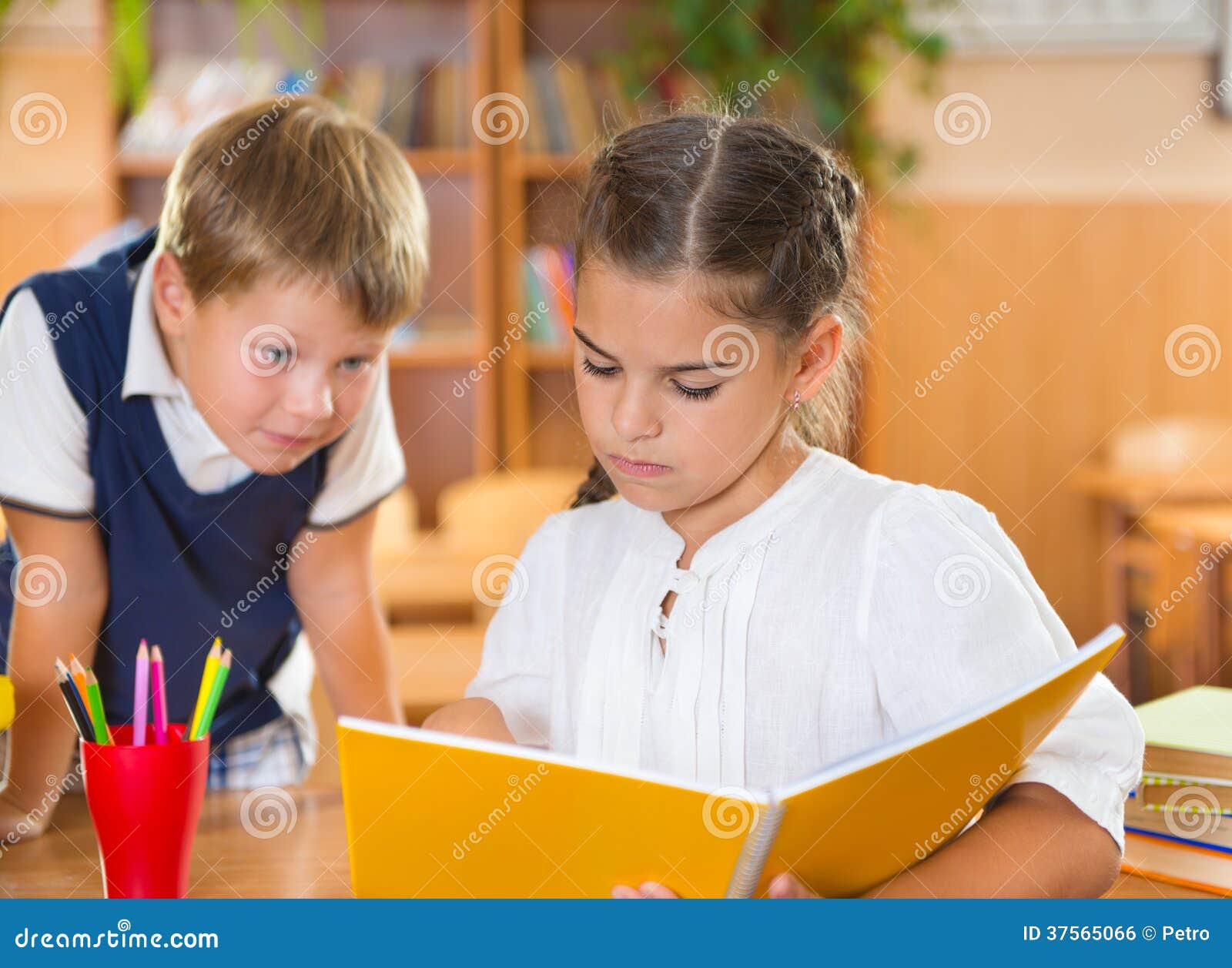 Happy pupils at school stock photo. Image of education - 37565066
