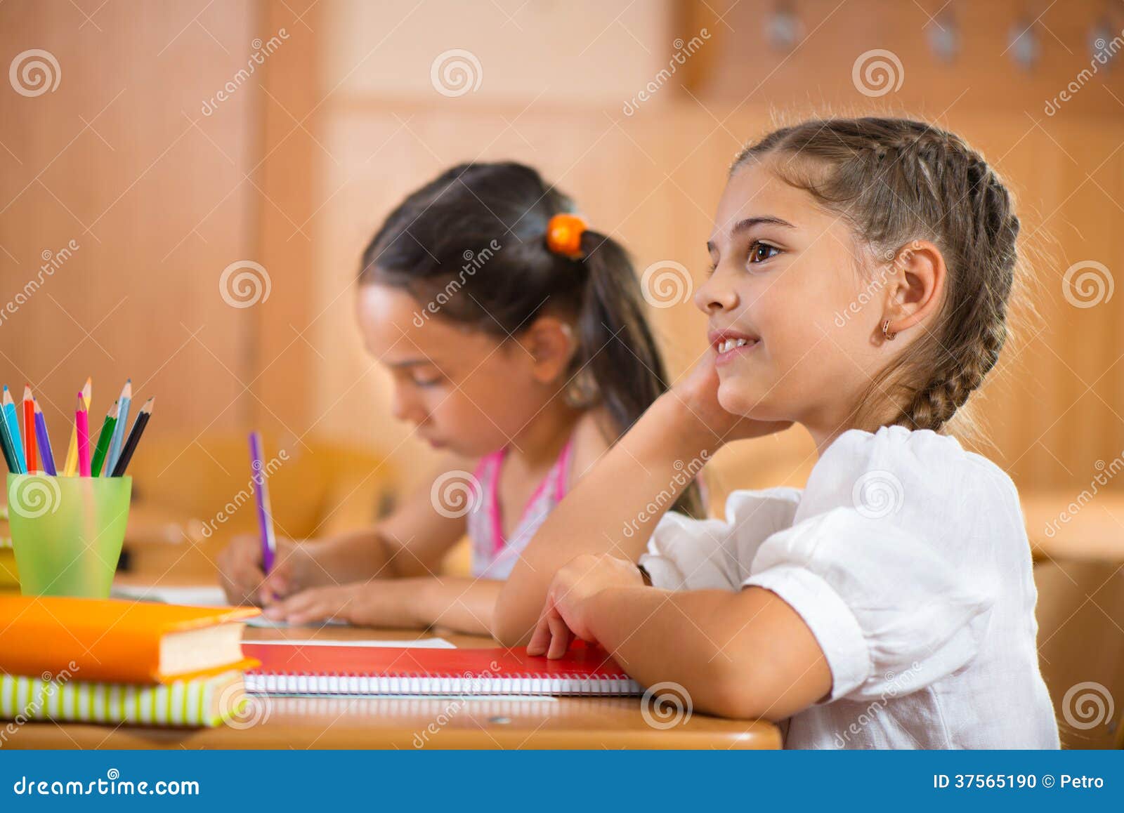 Happy pupils at school stock photo. Image of happy, indoor - 37565190