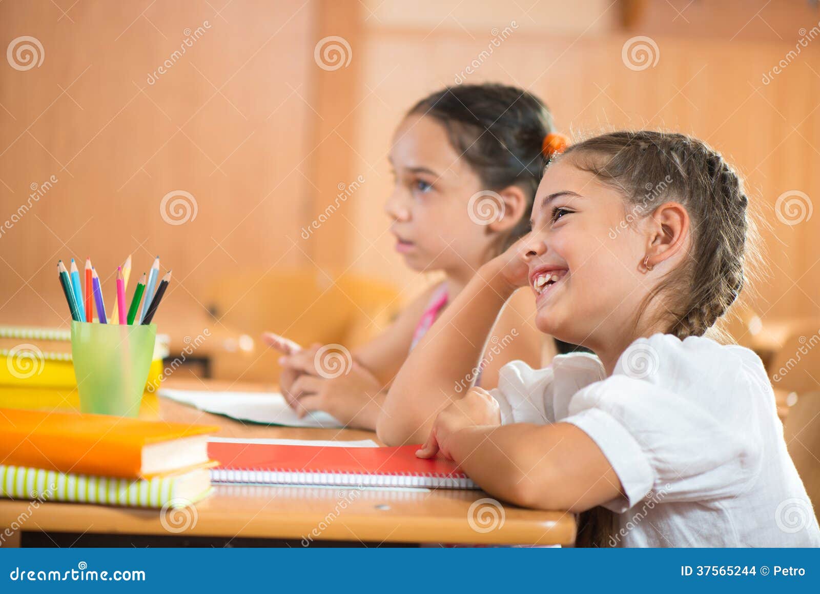 Happy pupils at school stock photo. Image of indoor, female - 37565244