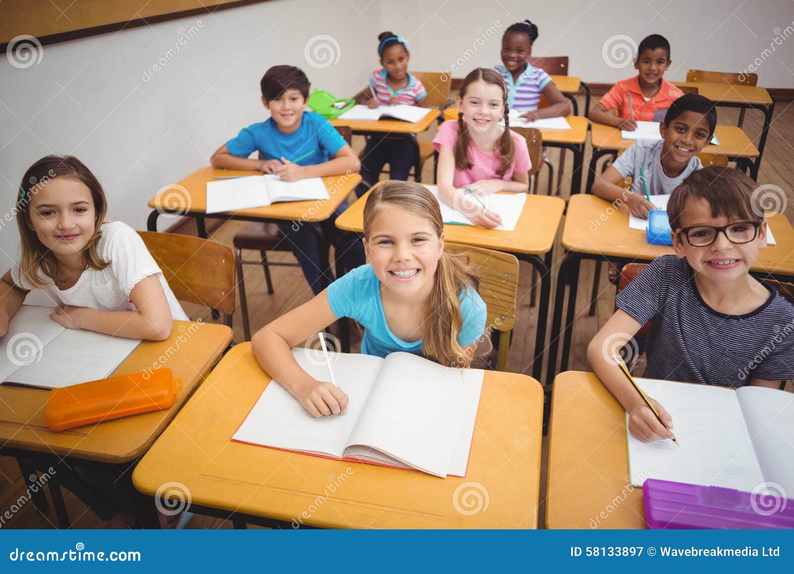 Happy Pupils Smiling at Camera Stock Image - Image of childhood ...
