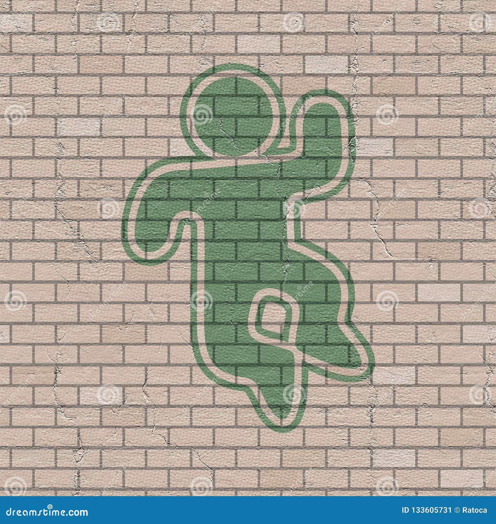 Happy Puppet Draw in Brick Wall Stock Illustration - Illustration of ...