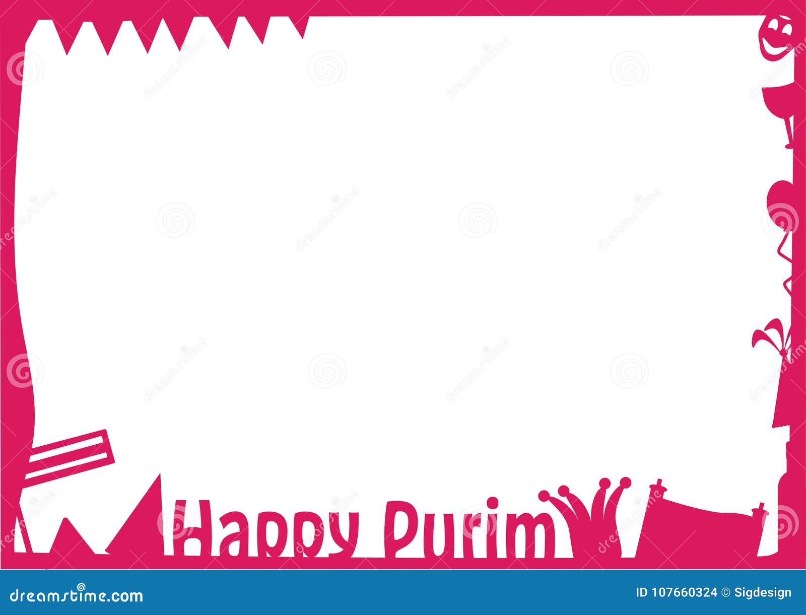 Happy Purim Frame - Pink Silhouette Stock Vector - Illustration of ...