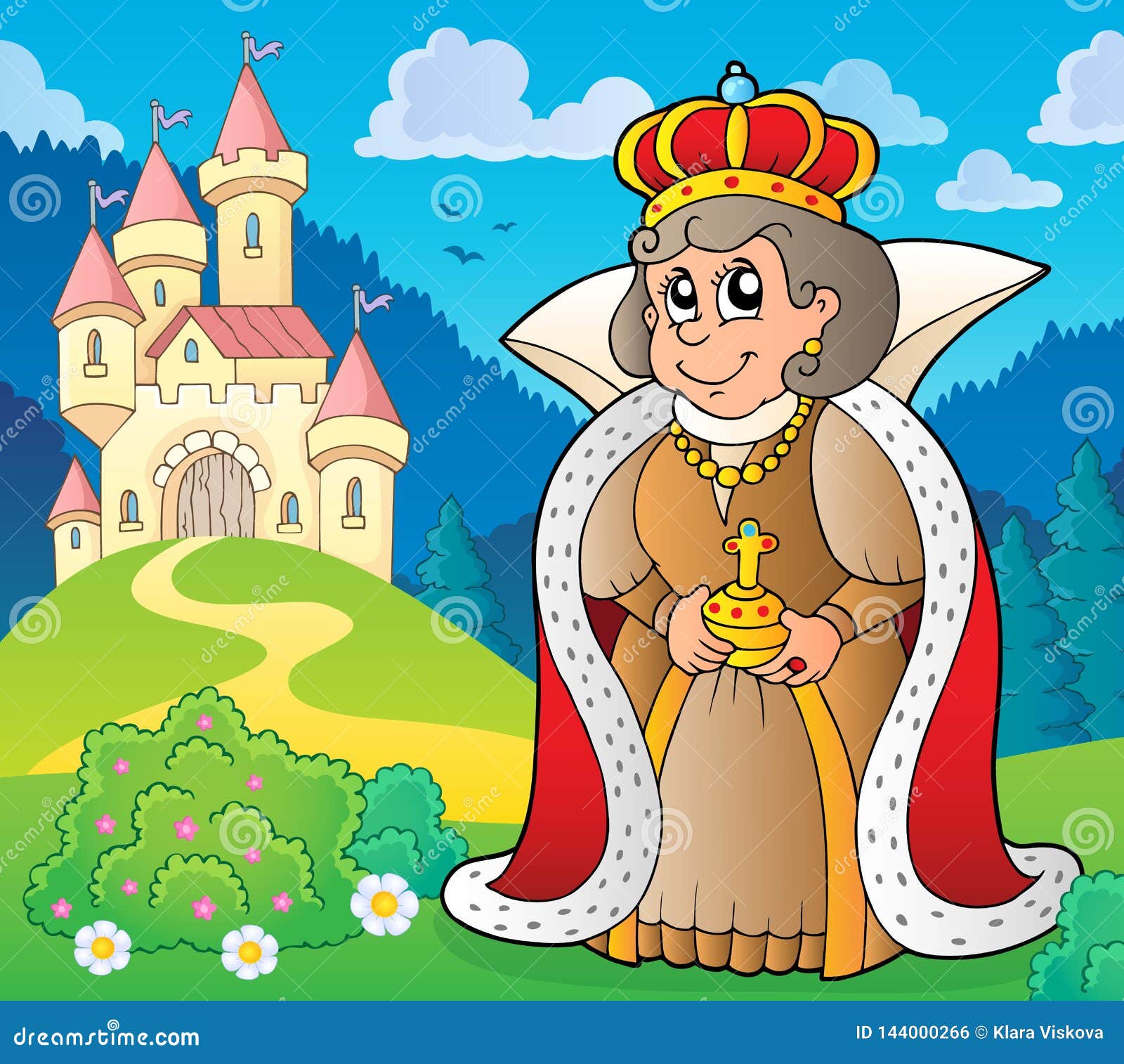 Happy Queen Near Castle Theme 5 Stock Vector - Illustration of castle ...