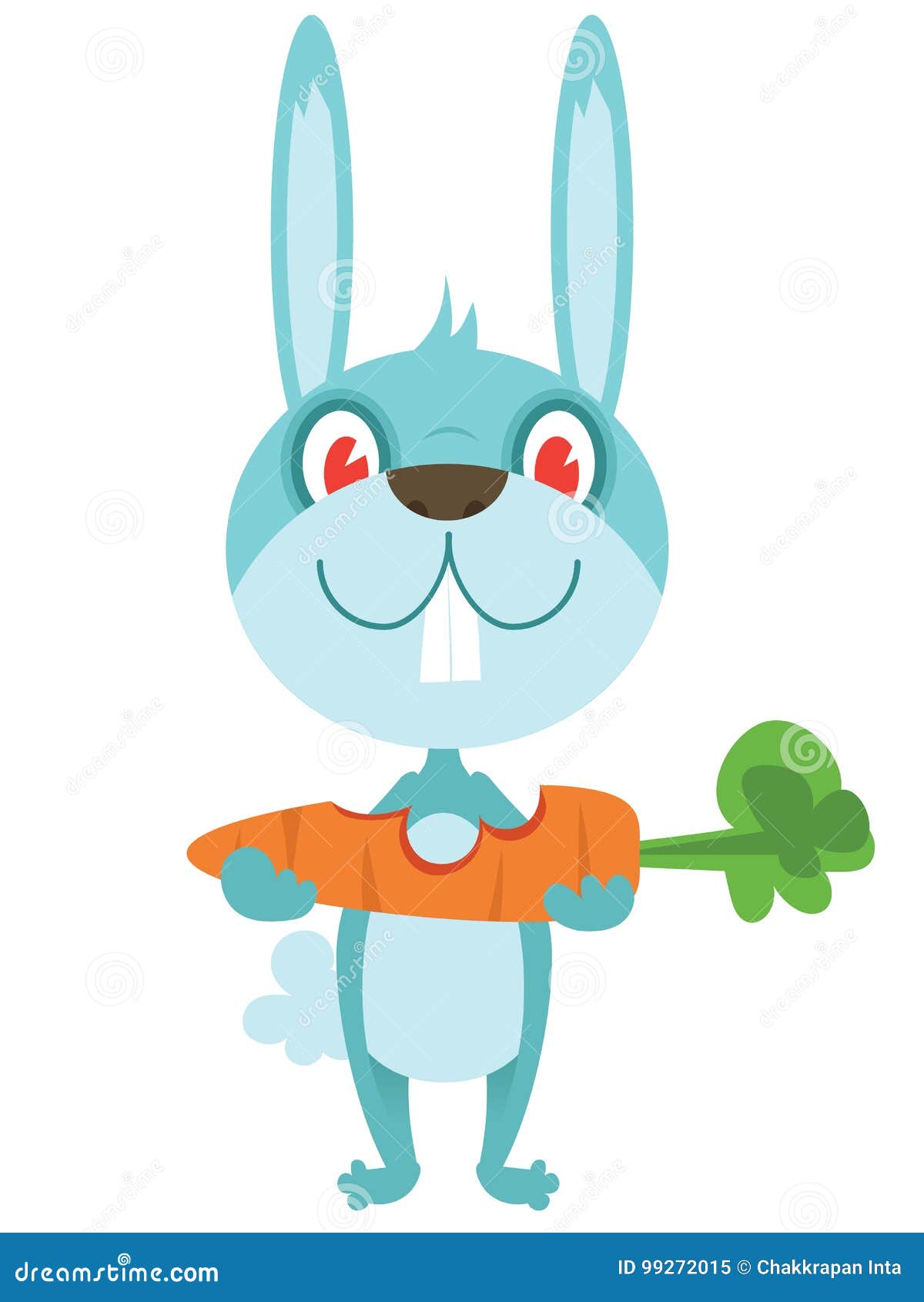 Rabbit And Carrot On A Green Background Cartoon Vector | CartoonDealer ...