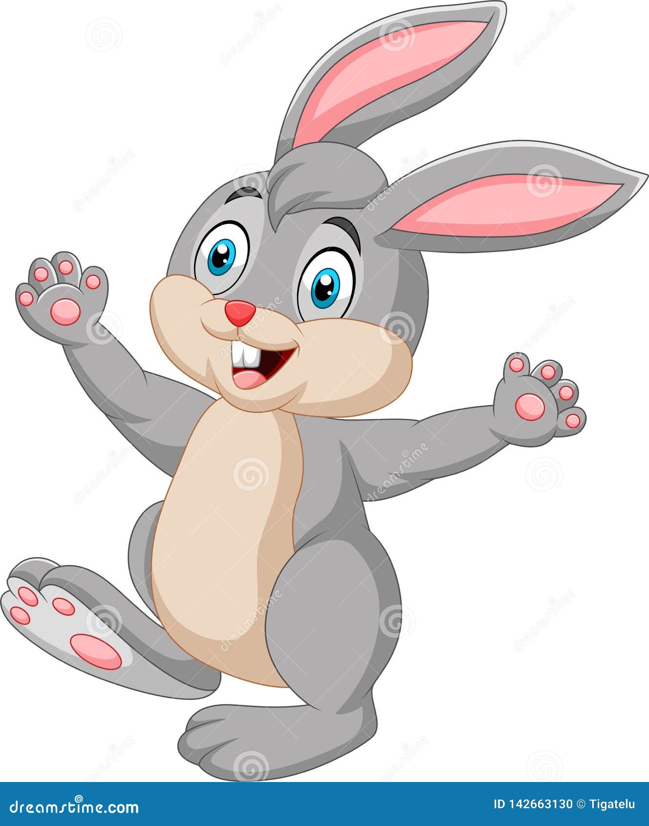 Happy Rabbit Cartoon Isolated on White Background Stock Vector ...