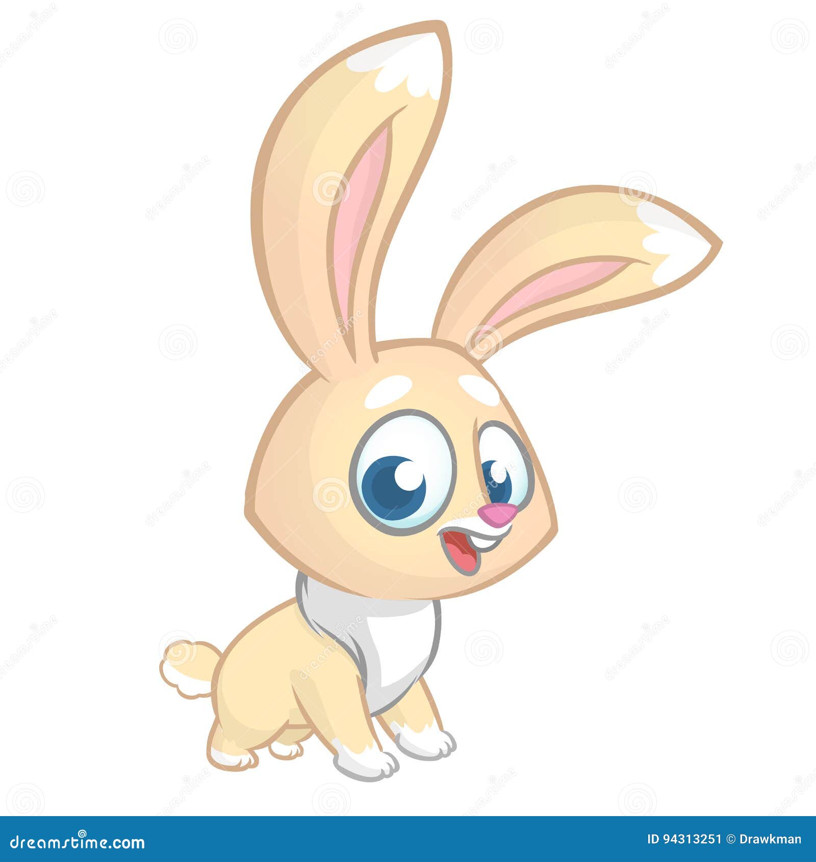 Happy Rabbit Cartoon Isolated on White Background. Vector Illustration ...
