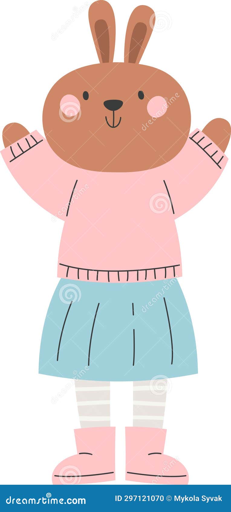 Happy Rabbit in Clothes stock illustration. Illustration of traditional ...