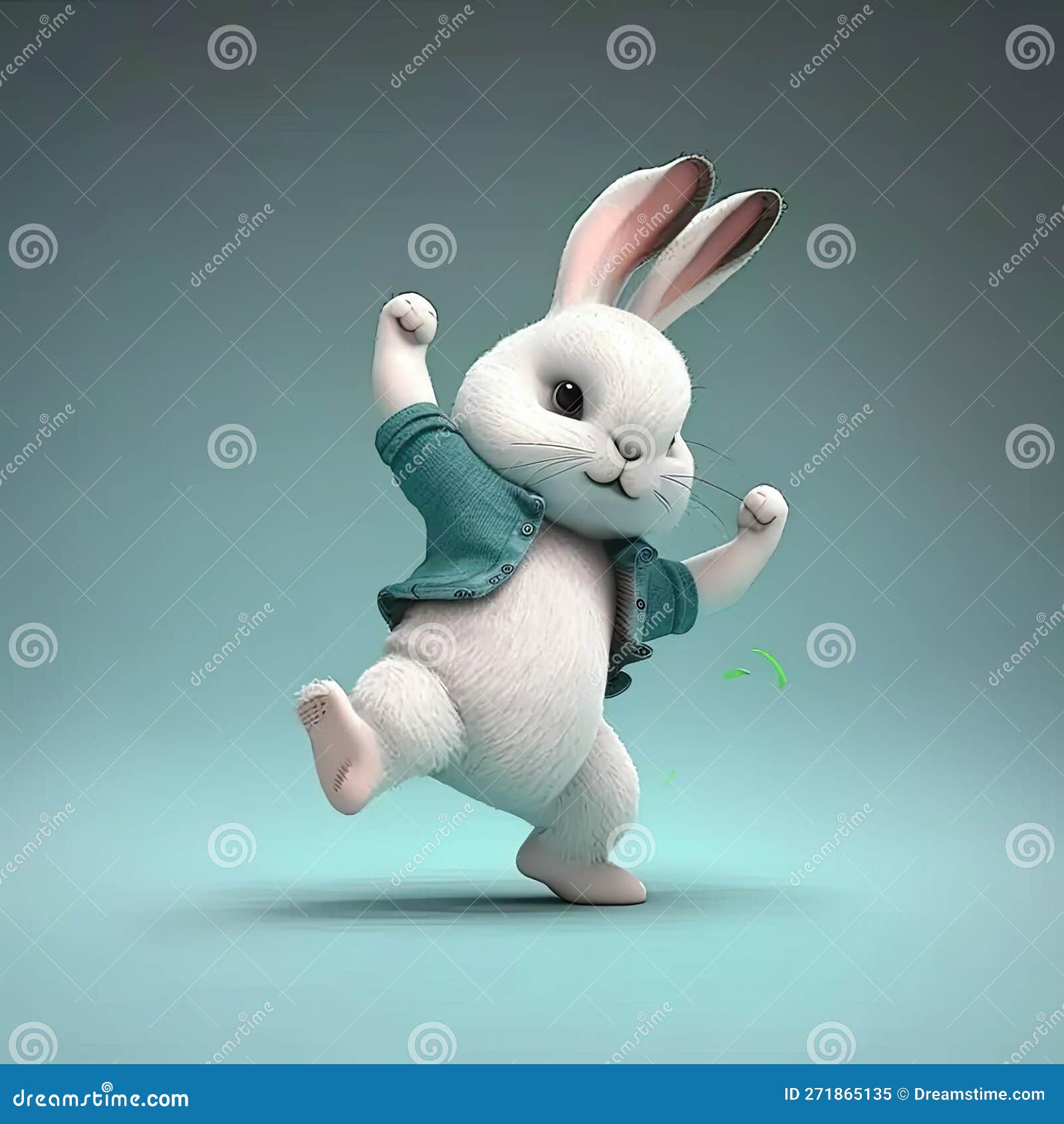 Happy Rabbit Dancing Celebrating the Internacional Dance Day on a ...