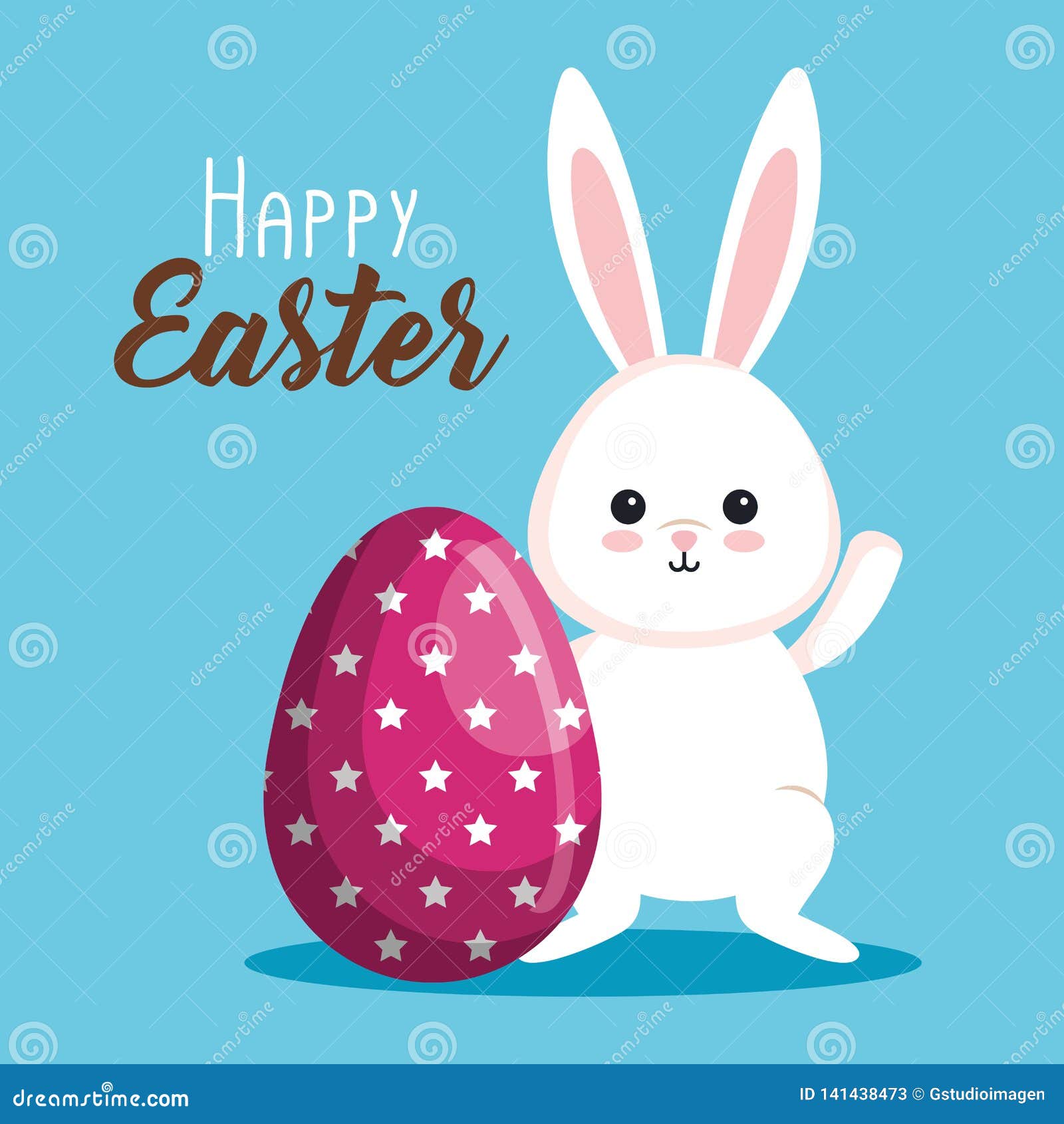 Happy Rabbit with Easter Egg Decoration Stock Vector - Illustration of ...