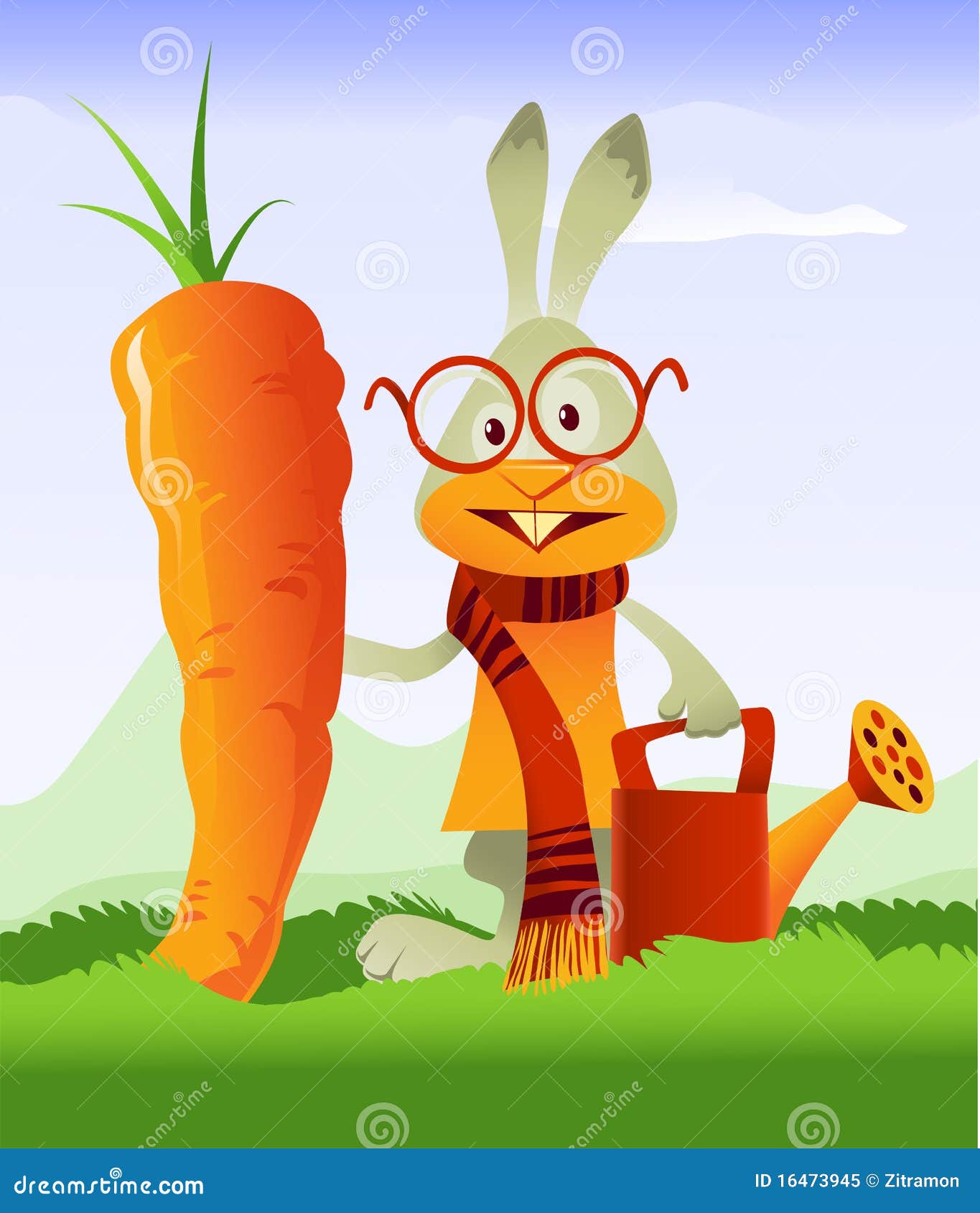 Happy Rabbit and Giant Carrot Stock Vector - Illustration of bunny ...