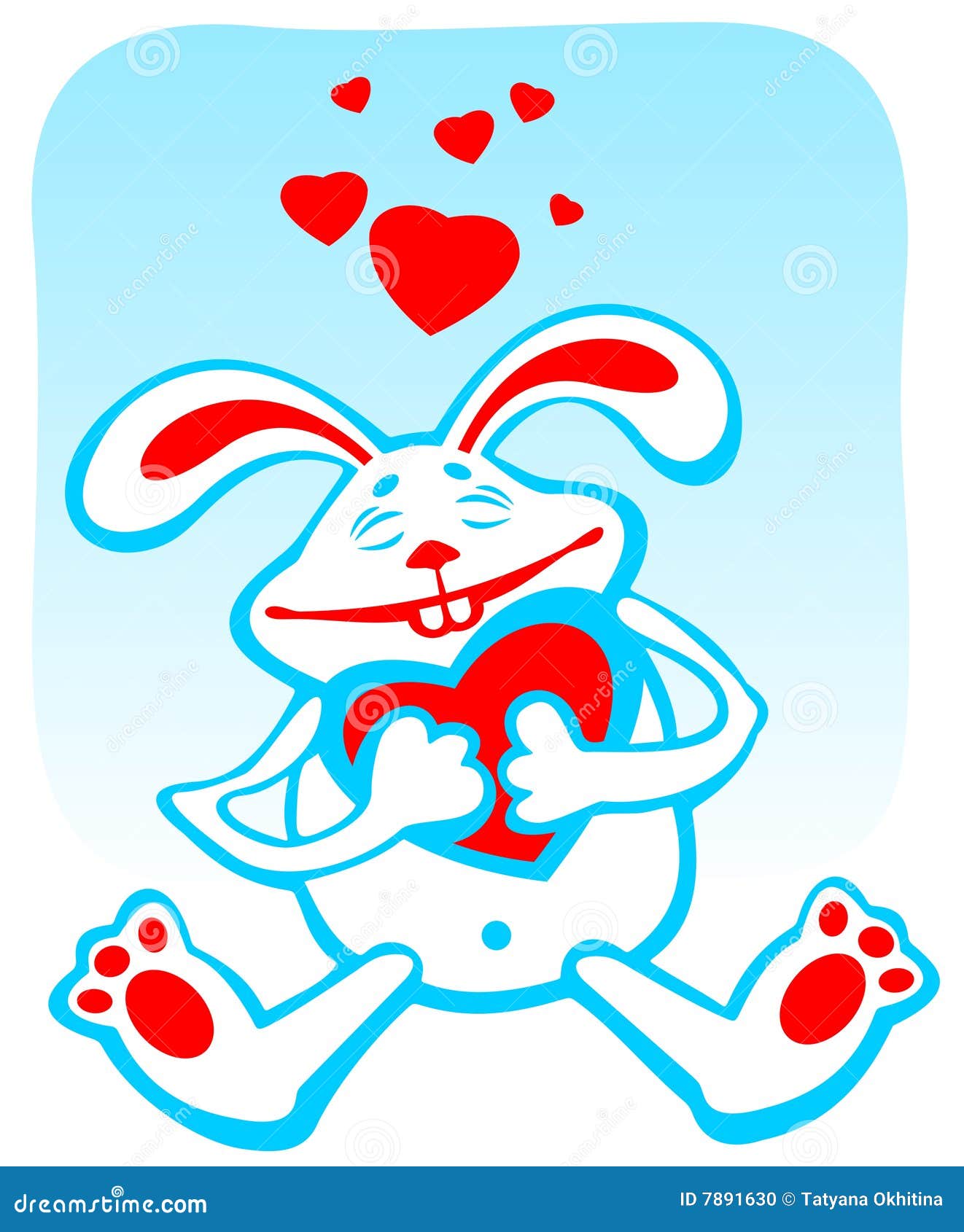Happy rabbit with heart stock vector. Illustration of funny - 7891630