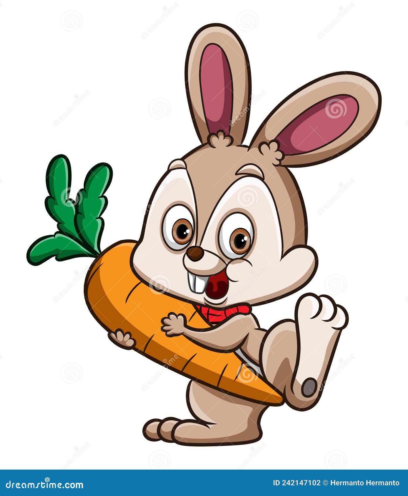 The Happy Rabbit Holding the Big Carrot Stock Vector - Illustration of ...