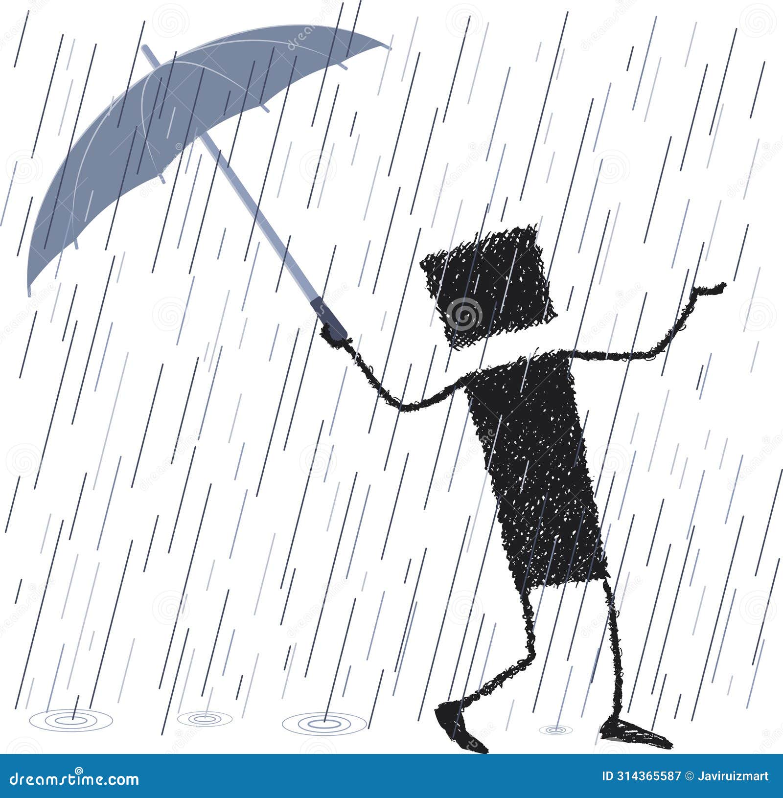 In The Rain Stick Figure Illustration Vector | CartoonDealer.com #288565339