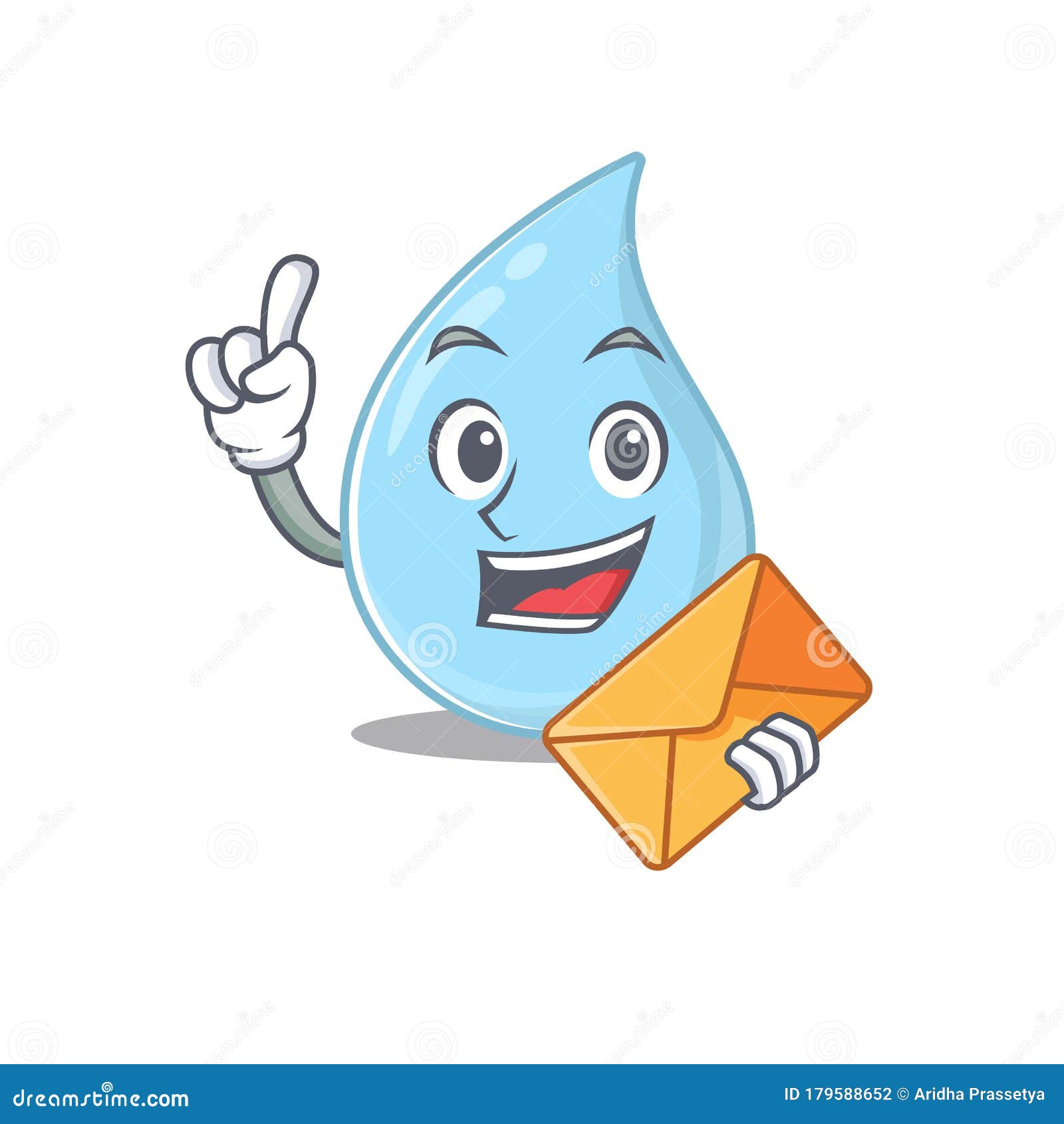 Happy Raindrop Mascot Design Concept with Brown Envelope Stock Vector ...