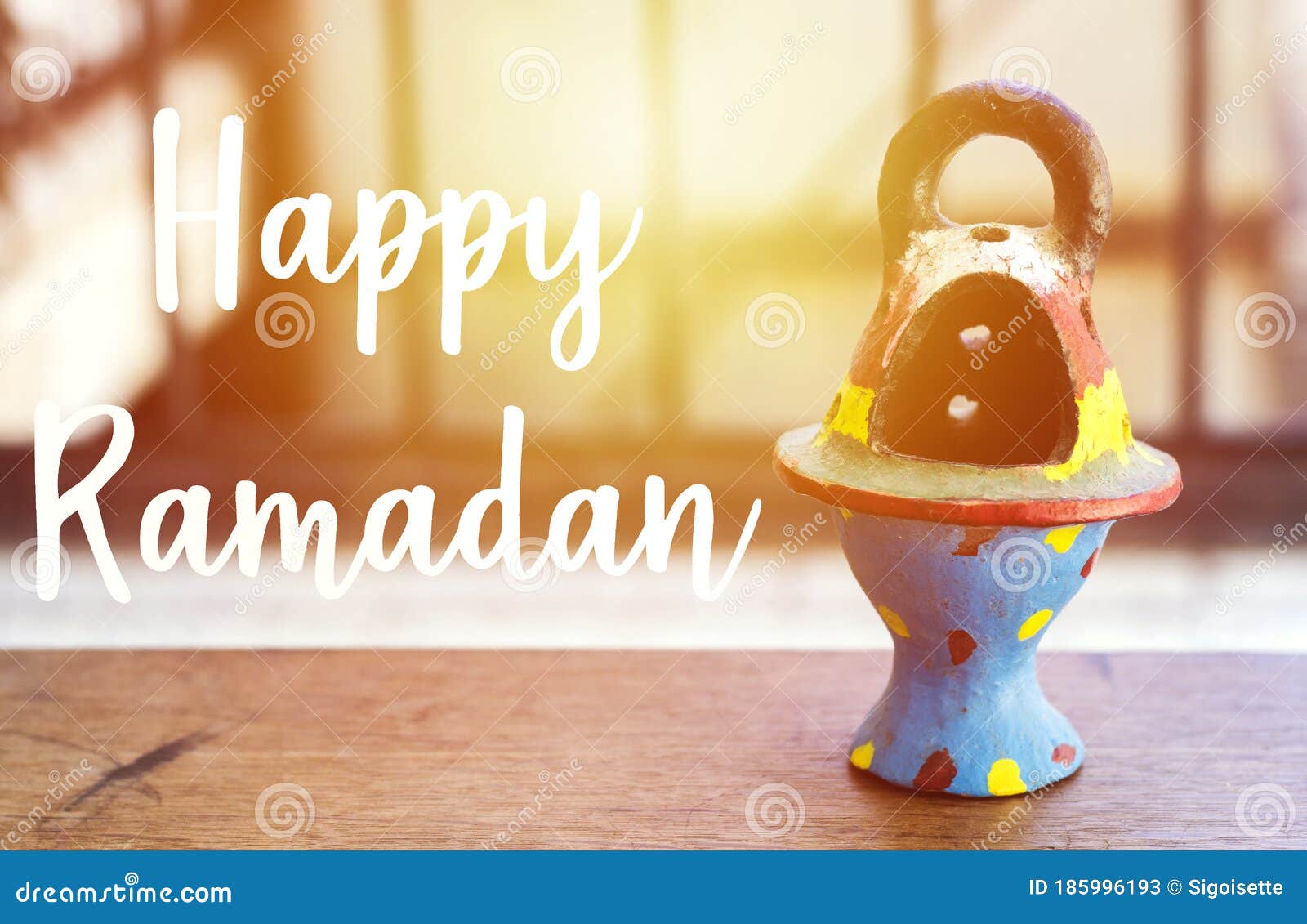 Happy Ramadan with Colorful Fanous Stock Image - Image of ...