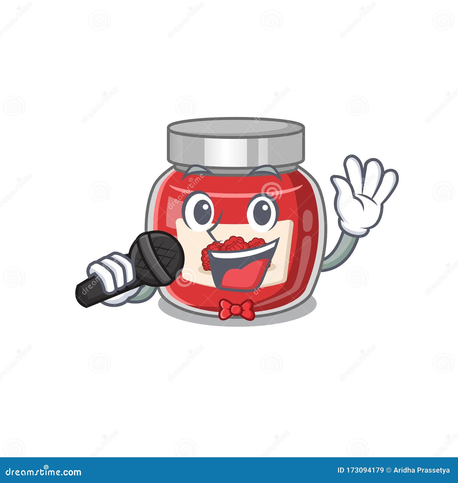 Happy Raspberry Jam Singing on a Microphone Stock Vector - Illustration ...