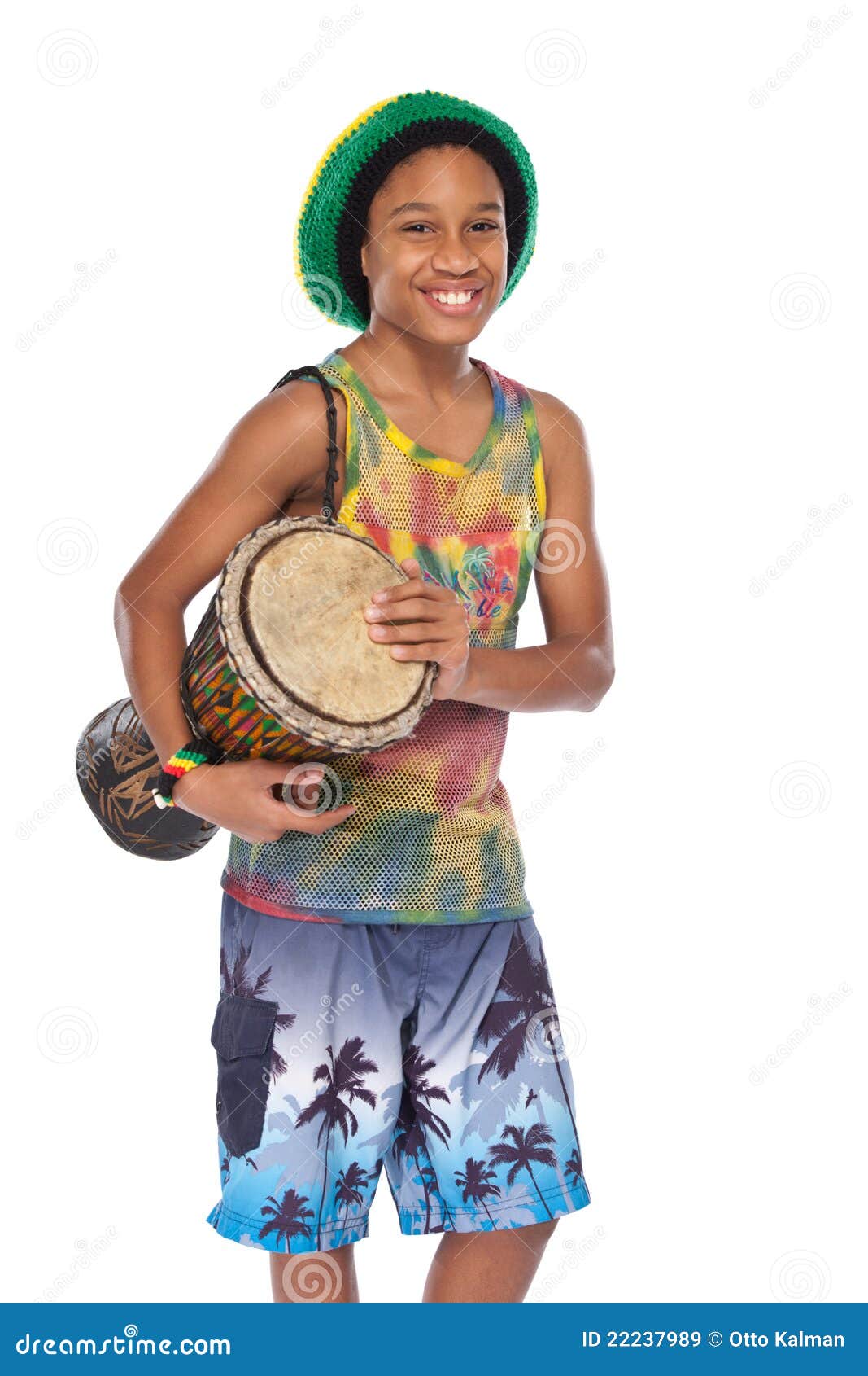 Happy Rasta Boy with Hand Made Drum Stock Image - Image of cute ...