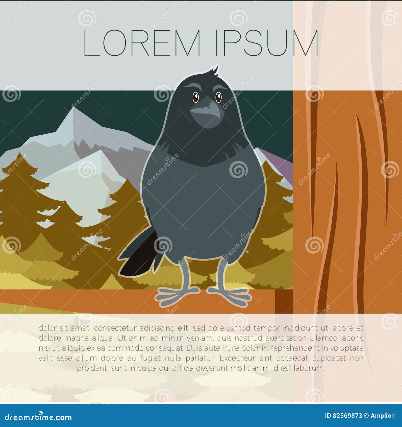 A Happy Raven Spreads Its Wings In A Vector Cartoon Illustration Style ...