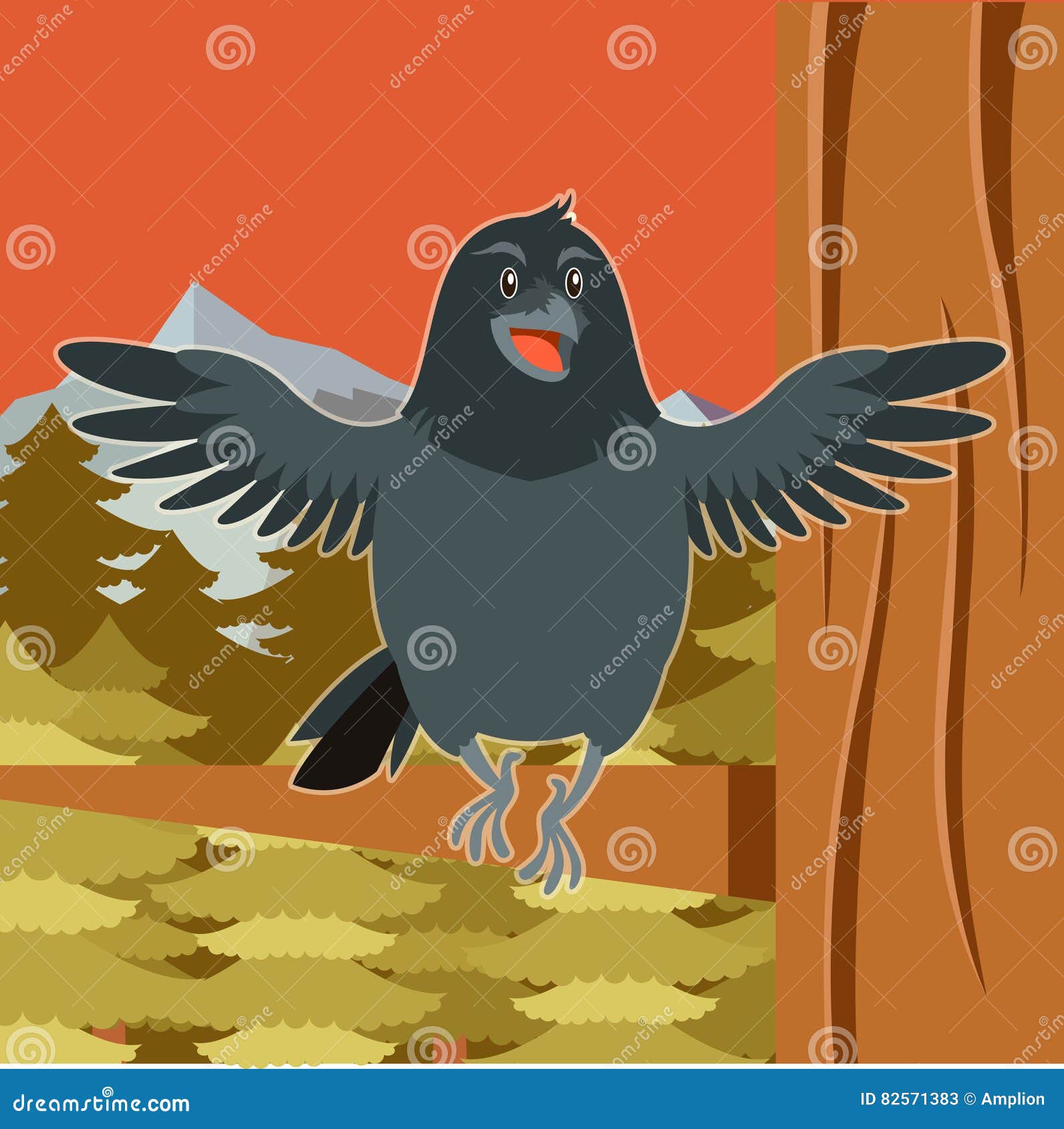Happy Raven Vector Illustration | CartoonDealer.com #4069804