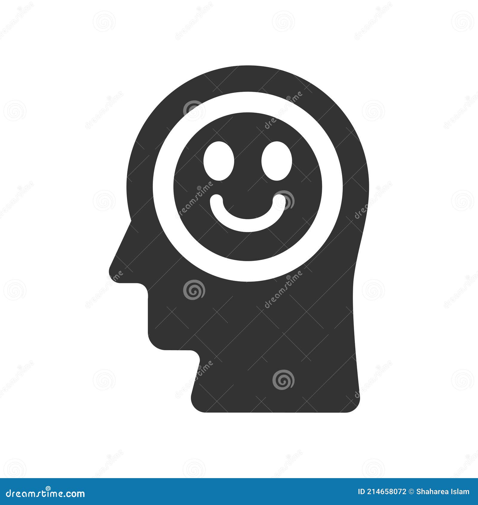 Happy reaction mind icon stock vector. Illustration of mind - 214658072