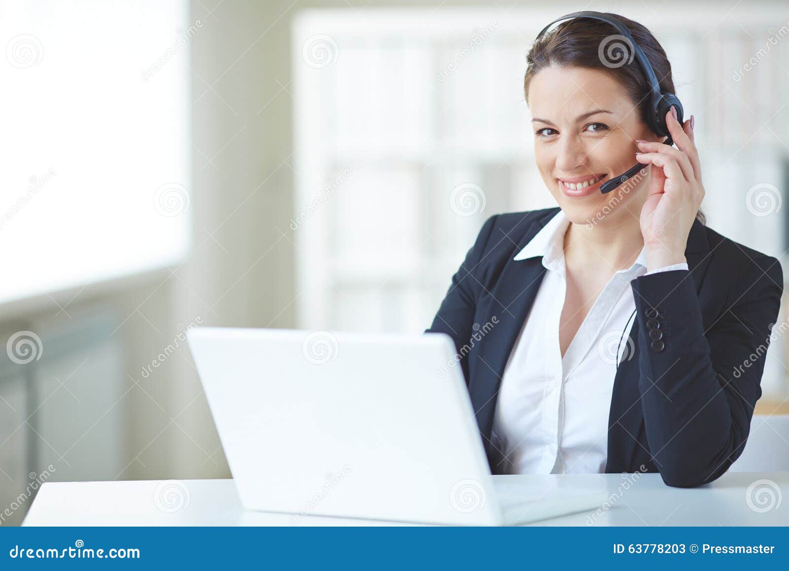 Happy receptionist stock image. Image of online, receptionist - 63778203