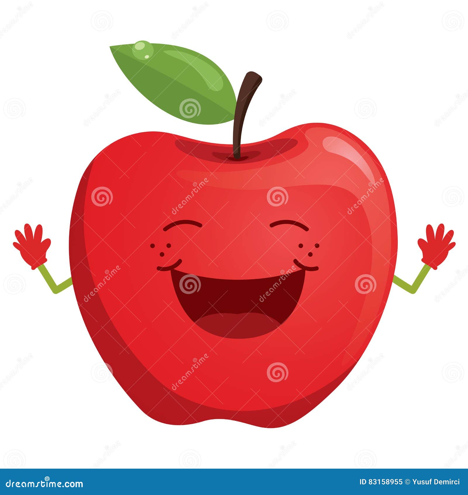 Happy Red Apple Vector Illustration Stock Vector - Illustration of ...