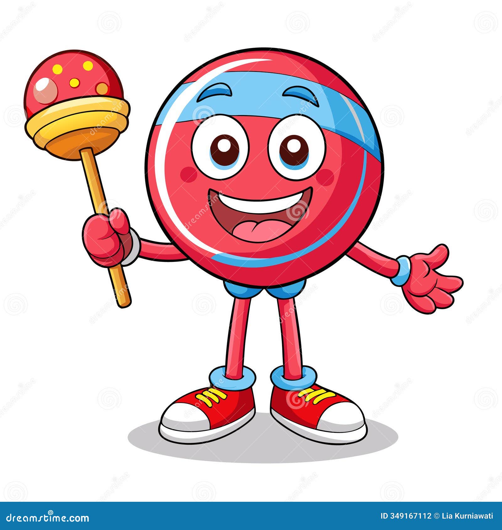 Happy Red Circle Cartoon Character Holding a Maraca Stock Vector ...