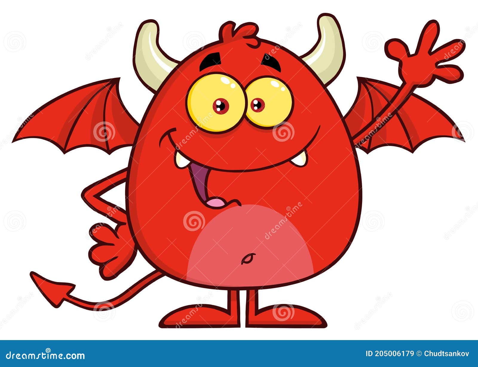 Happy Red Devil Cartoon Character Waving Stock Illustration ...