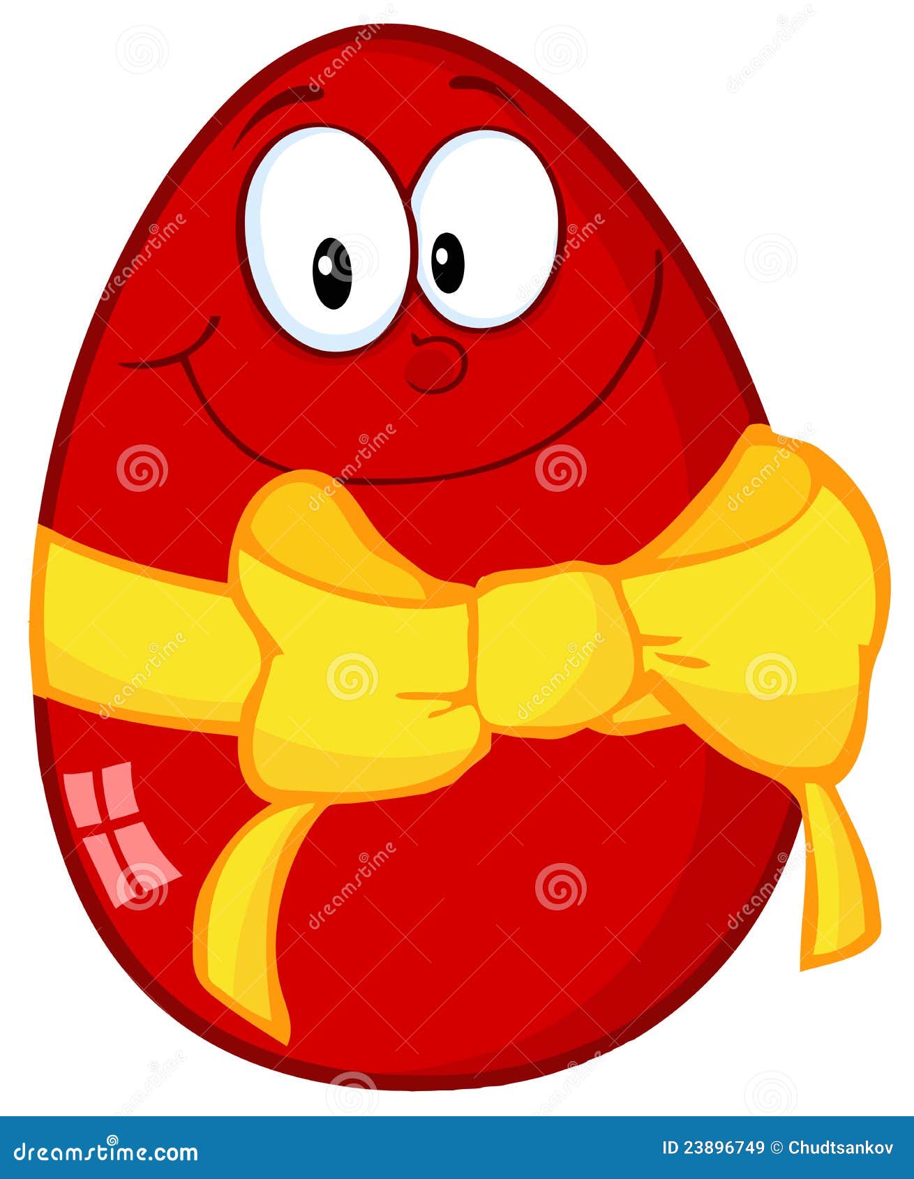Happy Red Easter Egg with a Yellow Ribbon and Bow Stock Vector ...