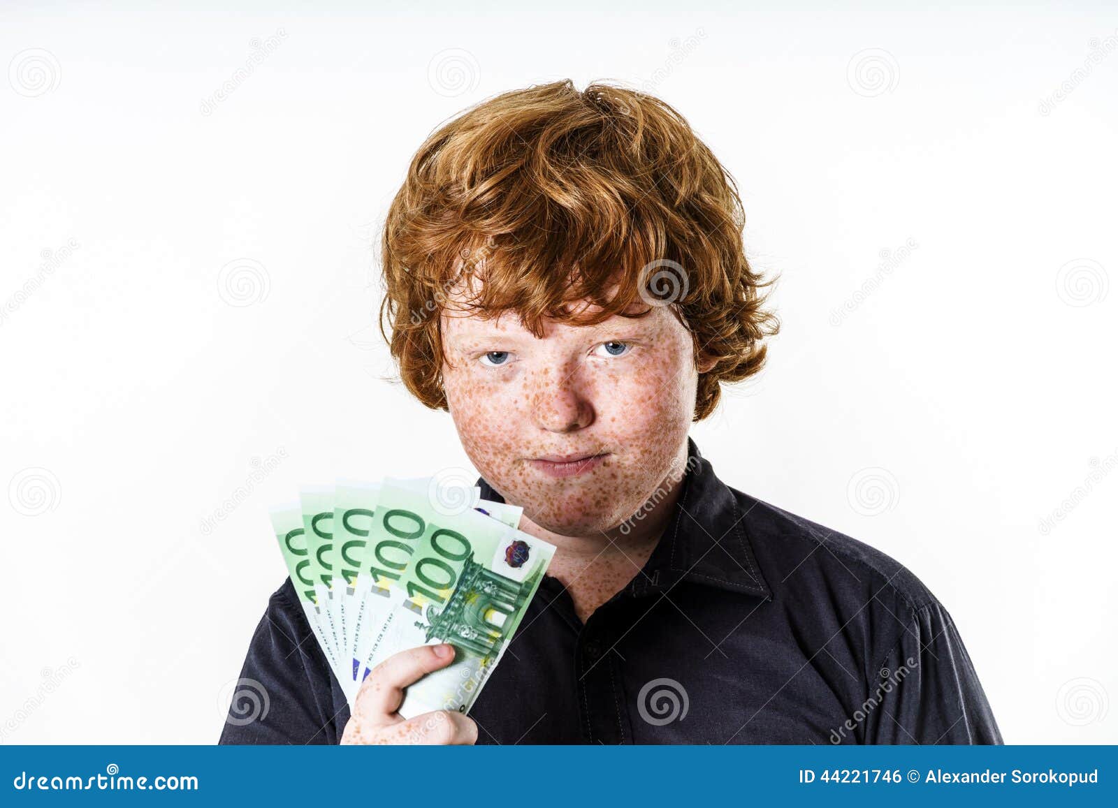 Happy Red-haired Boy with Money Stock Photo - Image of luckiness ...