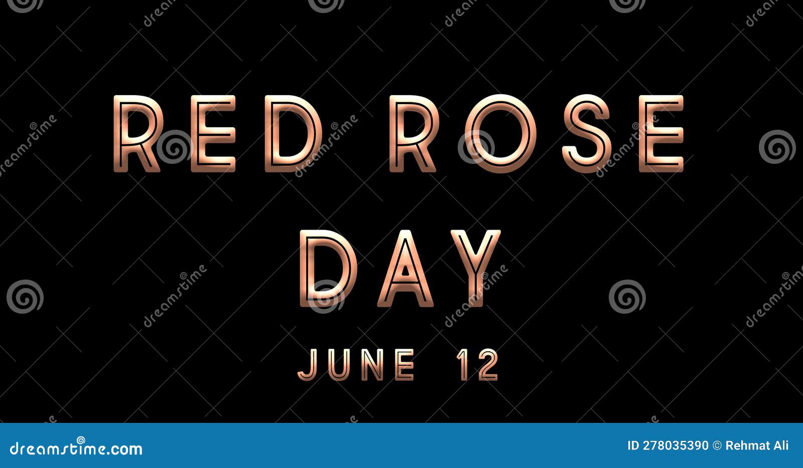 Happy Red Rose Day, June 12. Calendar of June Text Effect, Design Stock ...