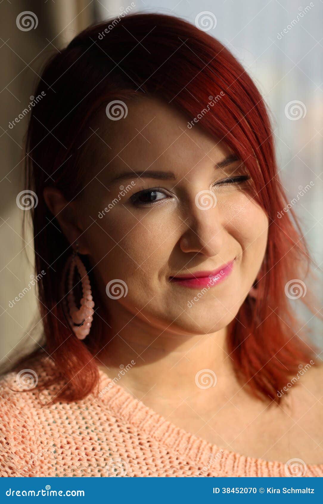 Happy Redhead Girl Smiling in the Sunbeam Stock Photo - Image of smile ...