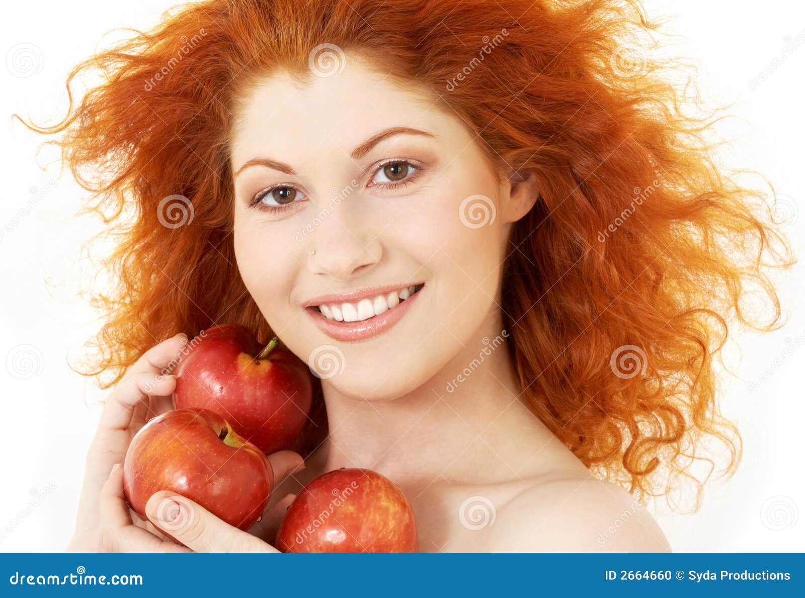 Happy Redhead with Red Apples Stock Photo - Image of apples, fresh: 2664660