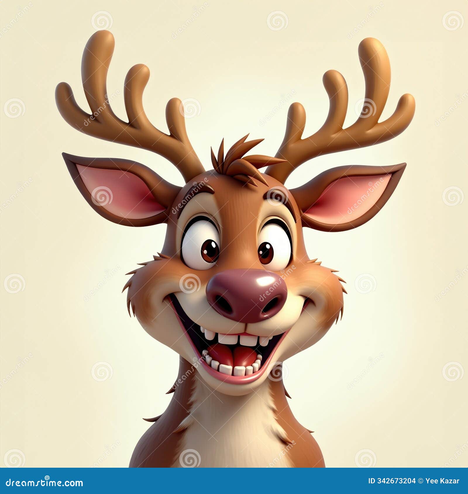 Happy Reindeer Cartoon Character Stock Illustration - Illustration of ...