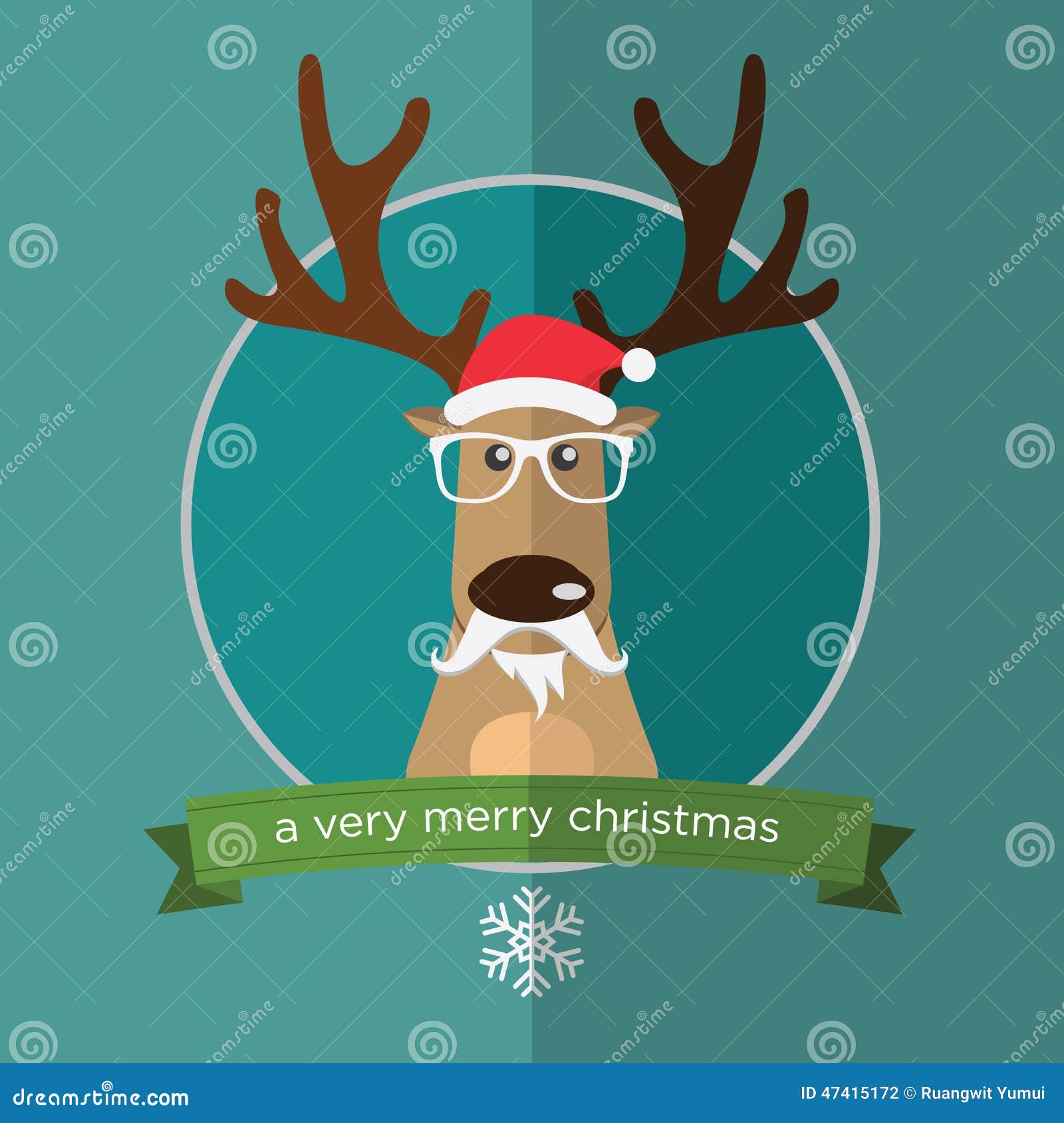 Happy Reindeer in Flat Design. Stock Vector - Illustration of flat ...