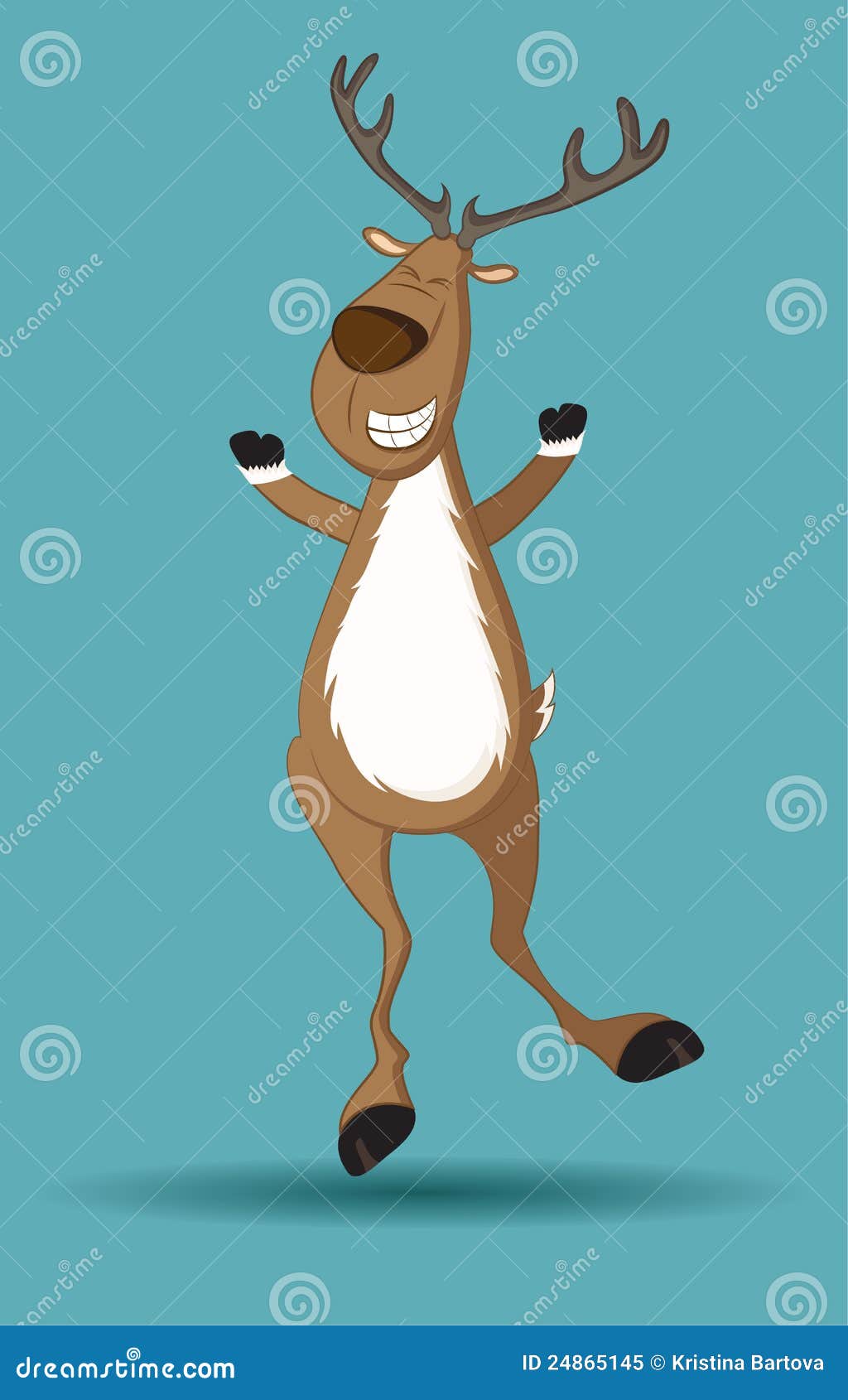 Happy reindeer jumping stock vector. Illustration of celebrate - 24865145