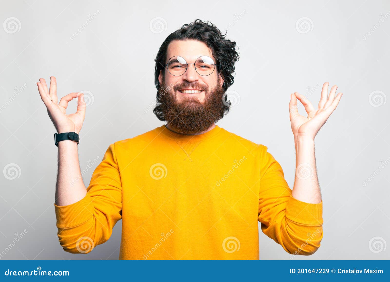 Happy Relaxed Man is Sitting in a Zen Posture Stock Image - Image of ...